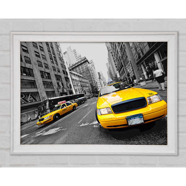 Ebern Designs Yellow Cabs In New York 2 - Single Picture Frame Art ...