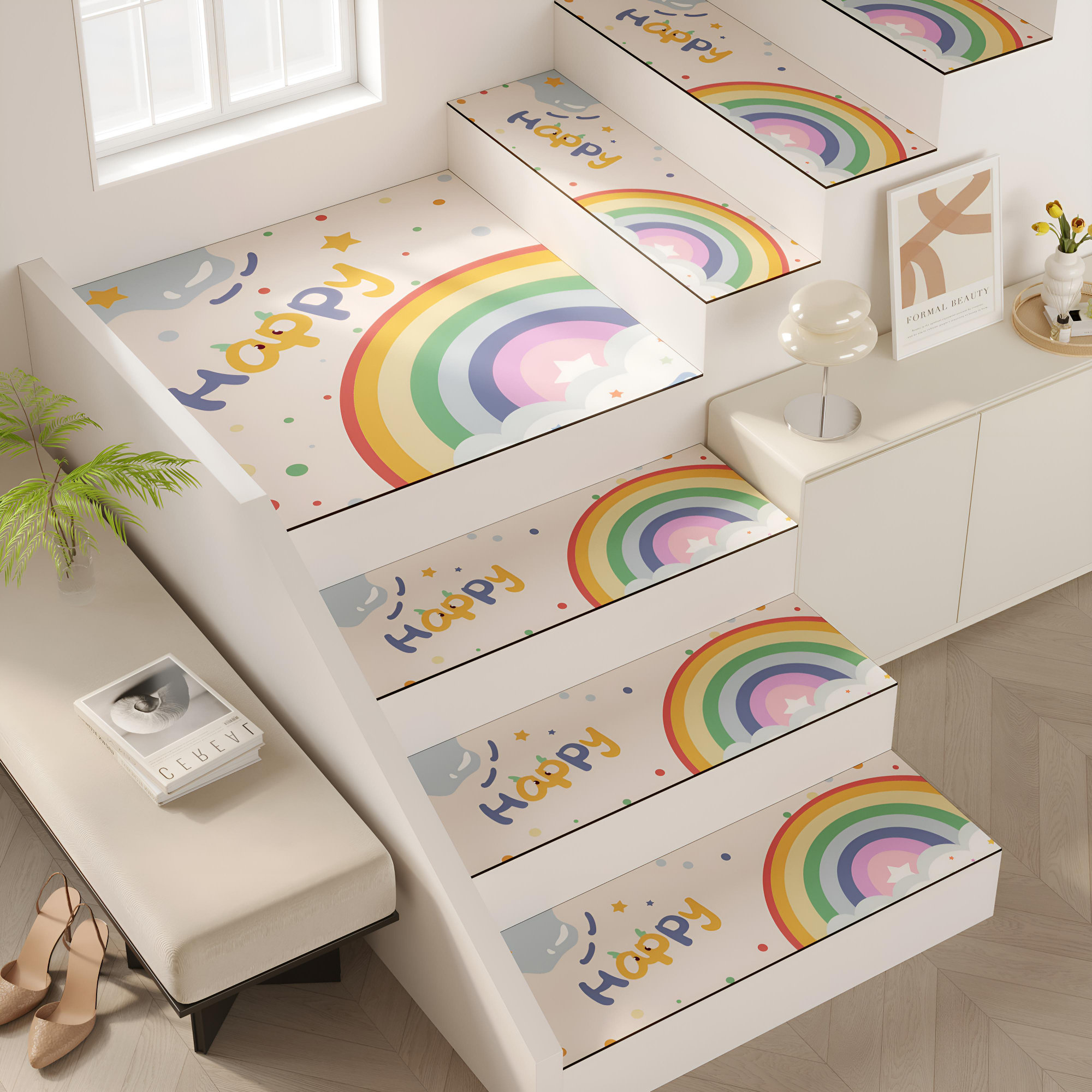 Infinity Adorable Cartoon Stair Treads Self-Adhesive No Glue Needed Non ...