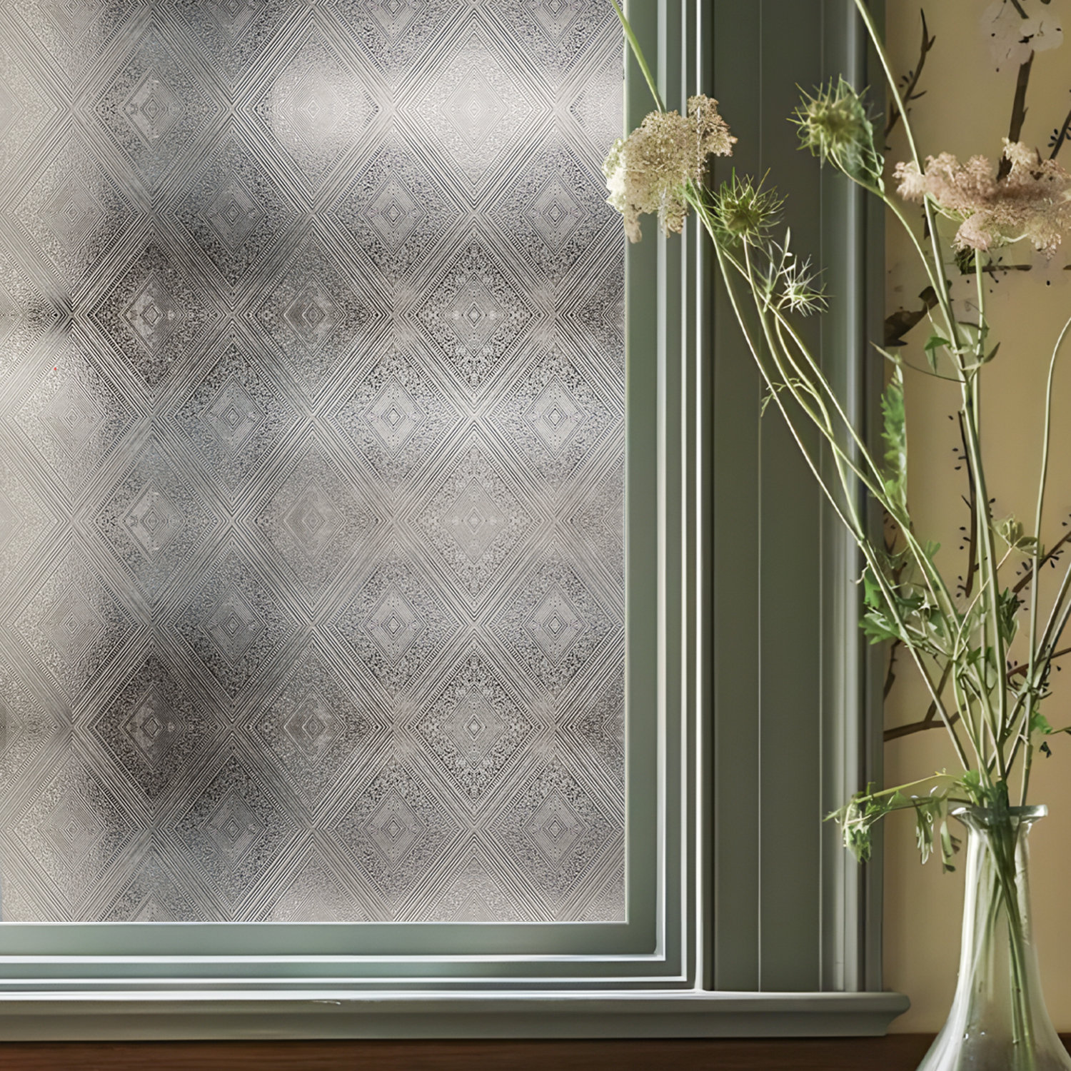 Winston Porter 3D Window Film Removable Retro Geometric Design | Wayfair