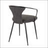 Ebern Designs Waco Industrial Upholstered Chair in Black Metal and Dark ...