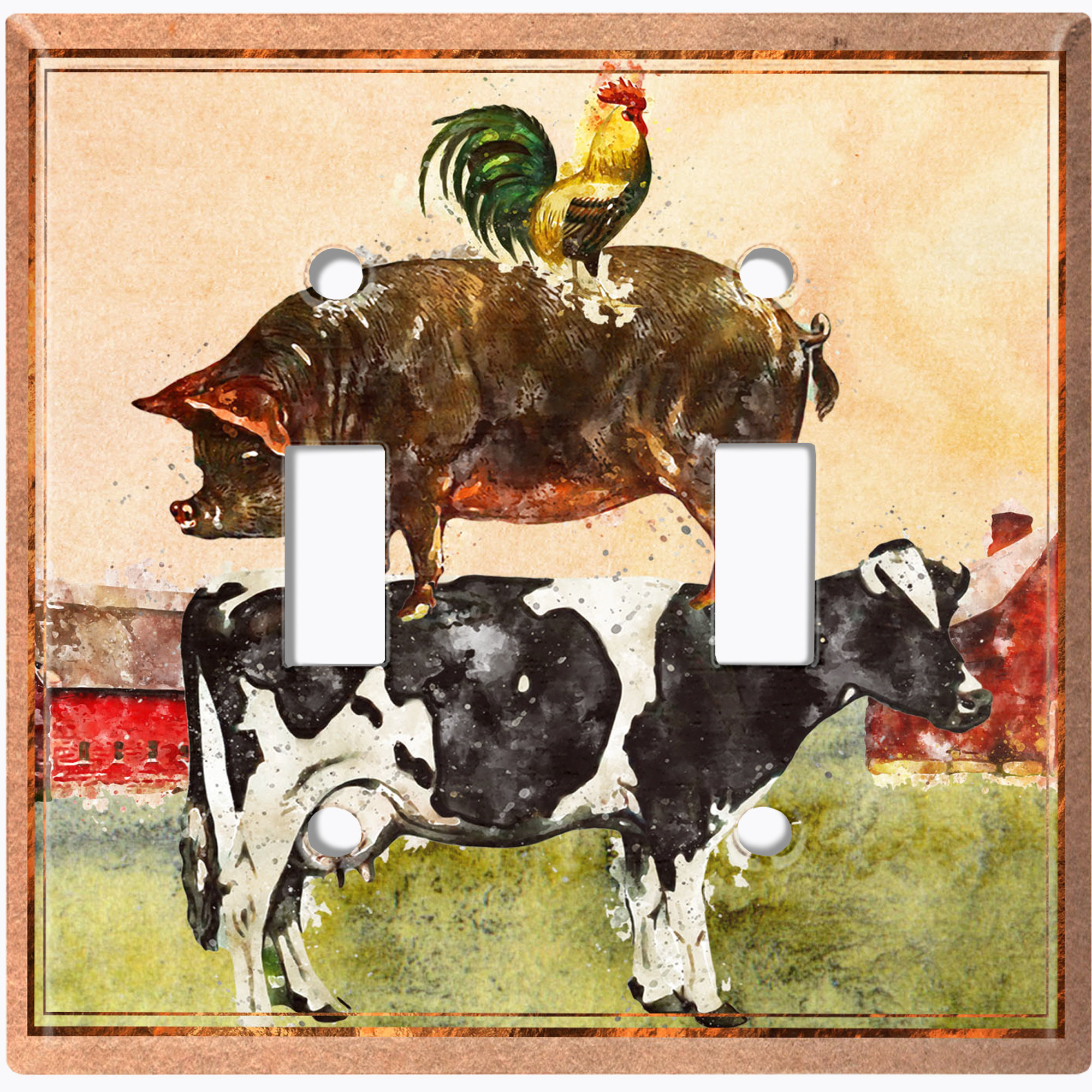 WorldAcc Metal Light Switch Plate Outlet Cover (Animal Farm Country ...