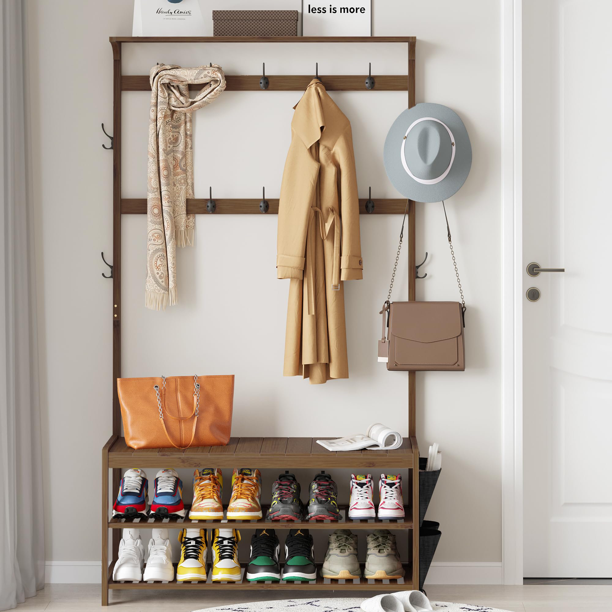 Latitude Run® Hall Tree With Shoe Bench Entrance With Clothes Hanger
