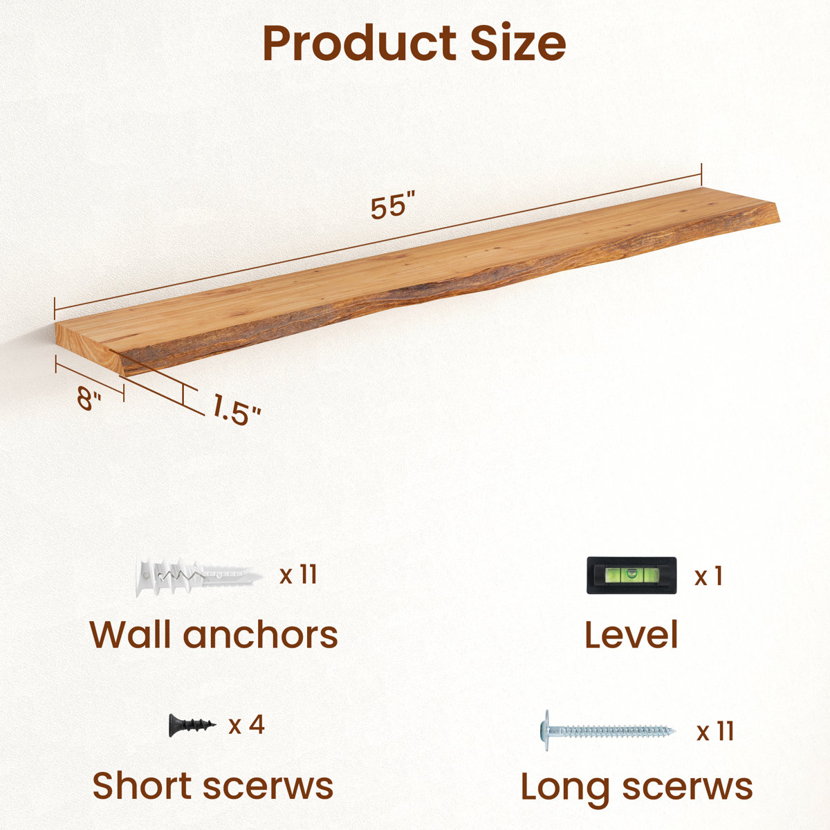 Ebern Designs Carsin Irregular Reclaimed Elm Floating Wall Shelf ...