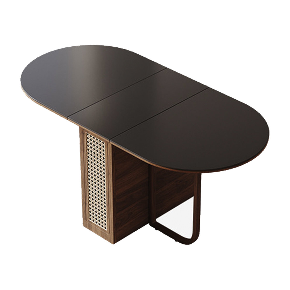 Bayou Breeze Foldable Black Sintered Stone Oval Dining Table, Kitchen ...