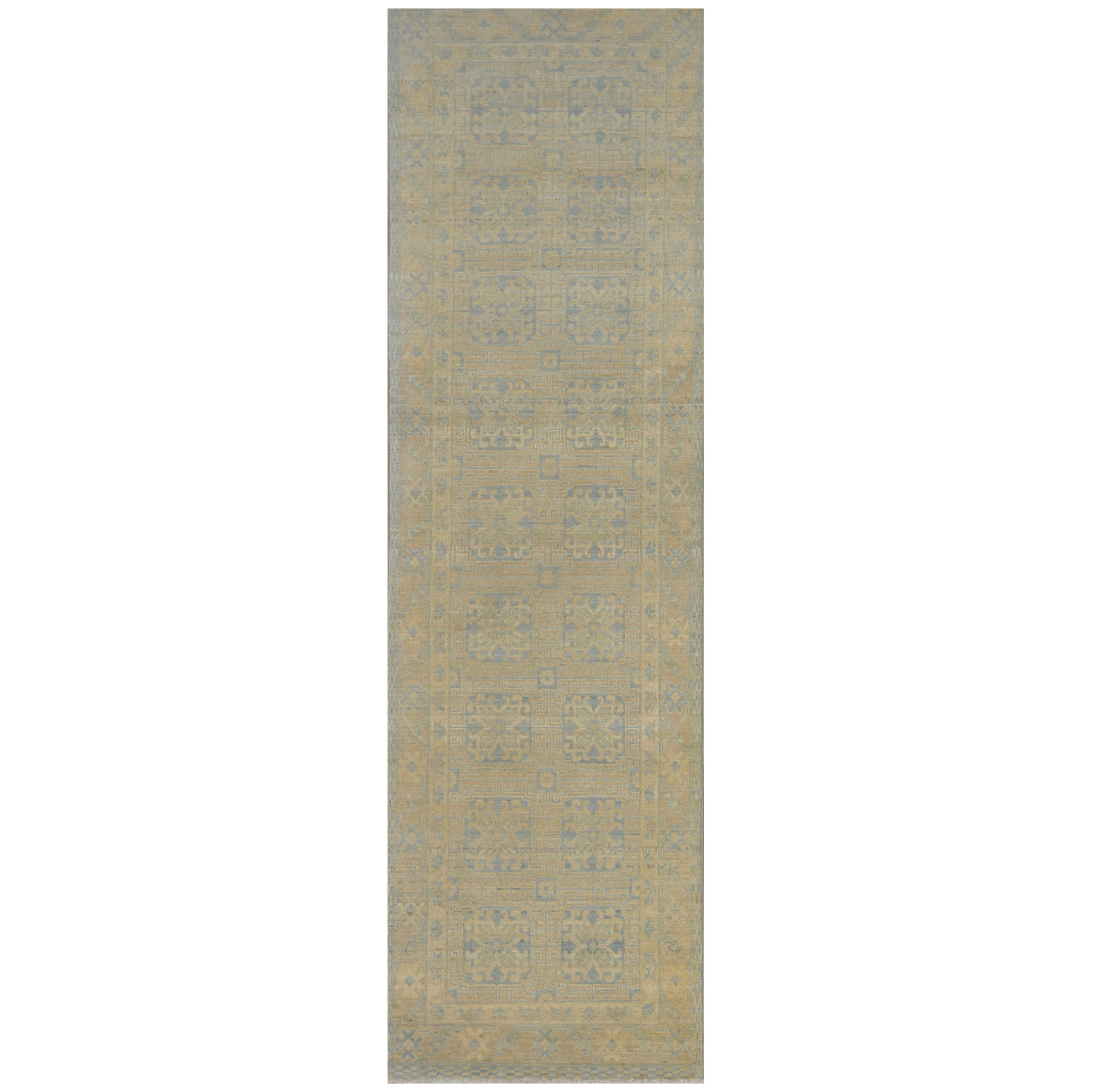 Bungalow Rose Runner Vecellio Oriental Hand Knotted Wool Beige/Blue ...