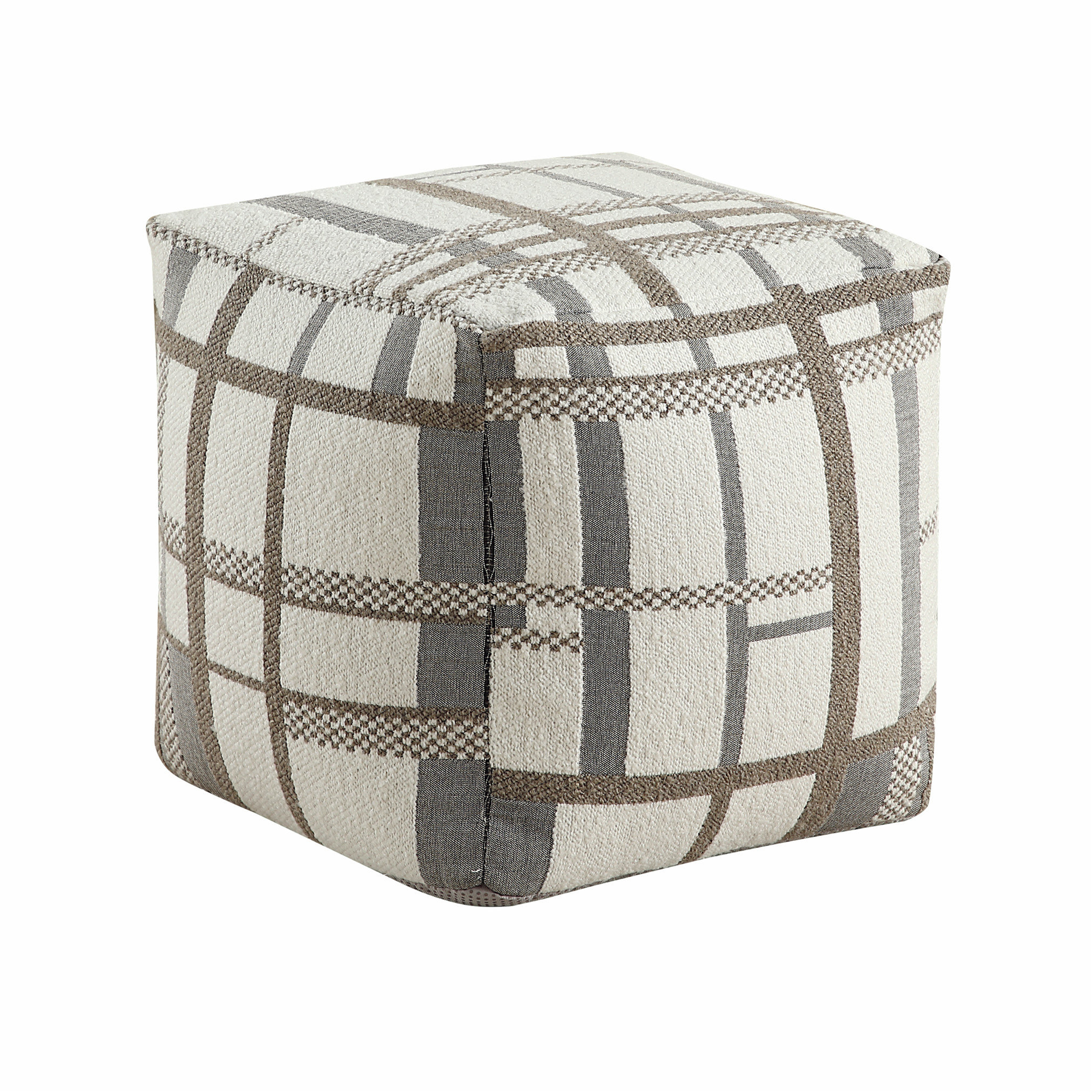 Latitude Run® Square Pouf Multi-Color Jacquard Fabric Upholstery Modern ...