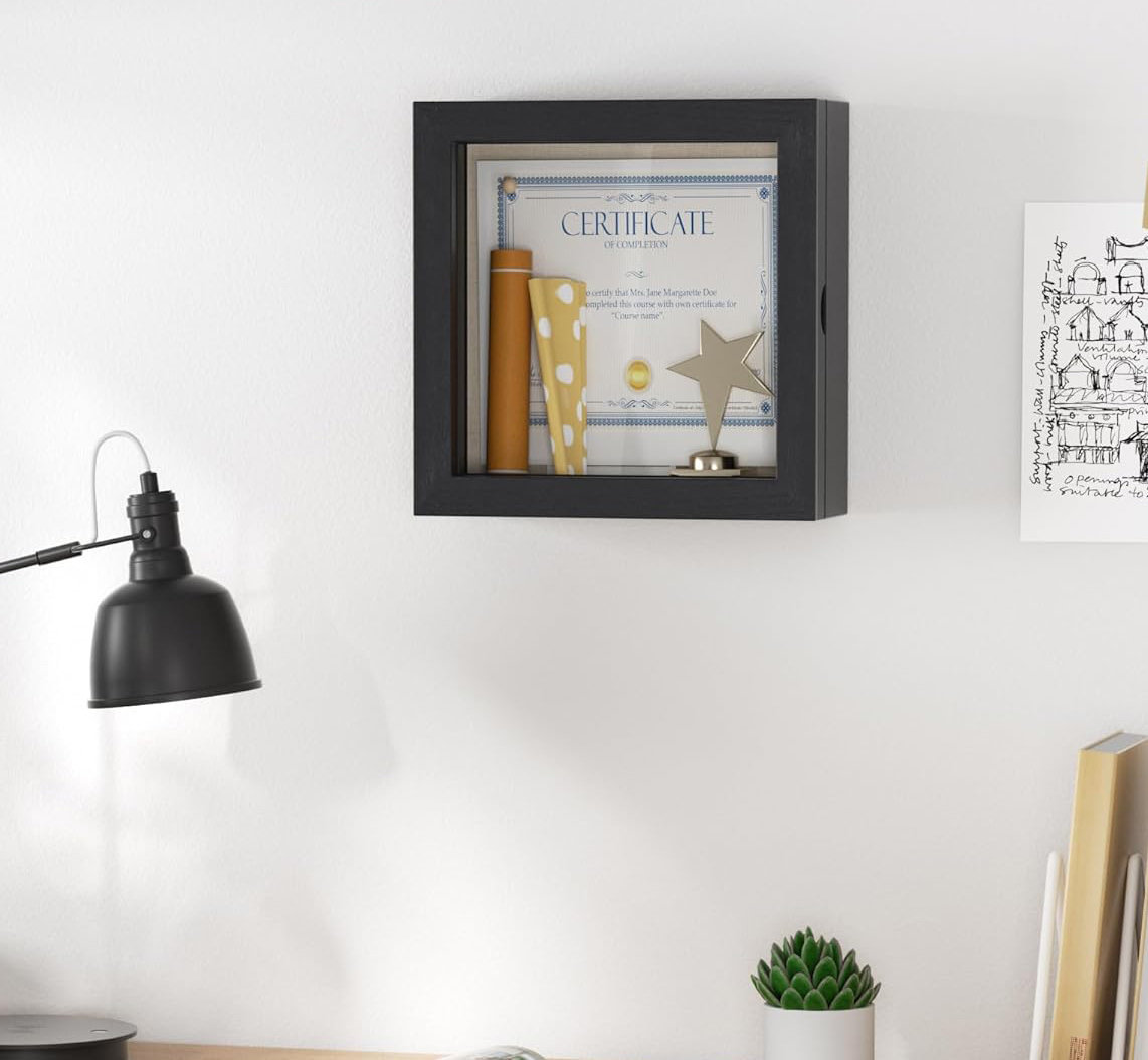 Hokku Designs White 11 x 14 Wood Shadow Box Display Case with Glass ...