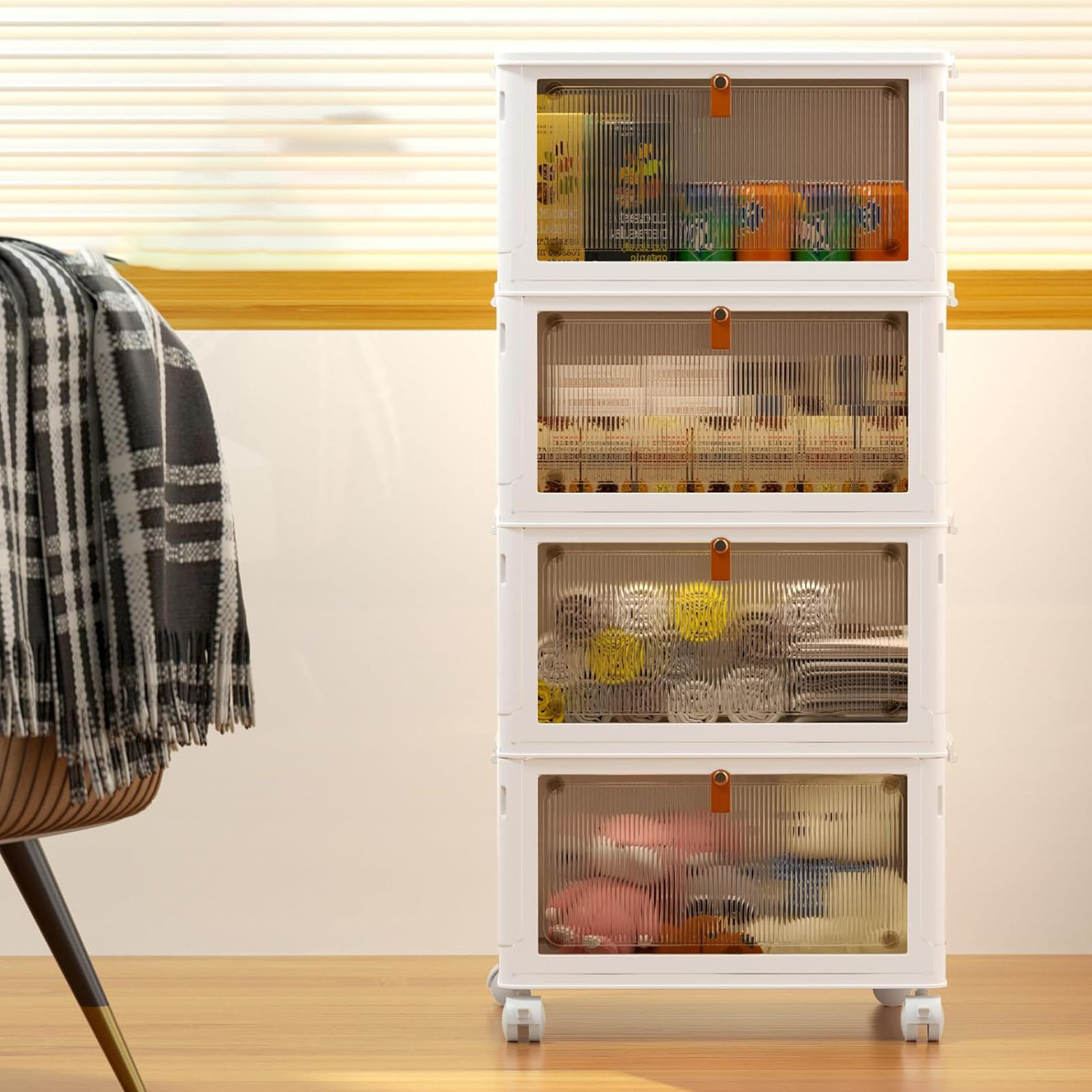 Rebrilliant 4 Tier Plastic Storage Bins with Lid,Stackable Storage ...