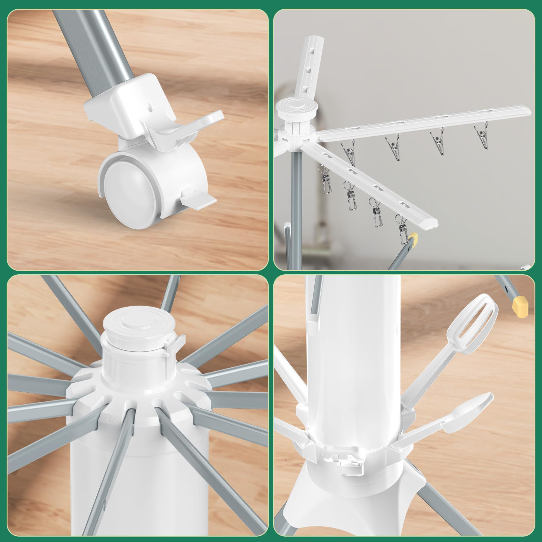 MAZITOL 4 foot drying rack Foldable drying rack, 4 pulley clothes ...