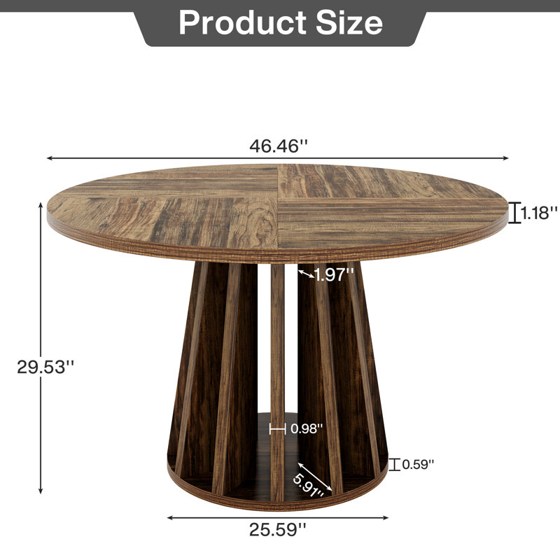 Millwood Pines 47" Round Dining Table For 4-6 People & Reviews ...