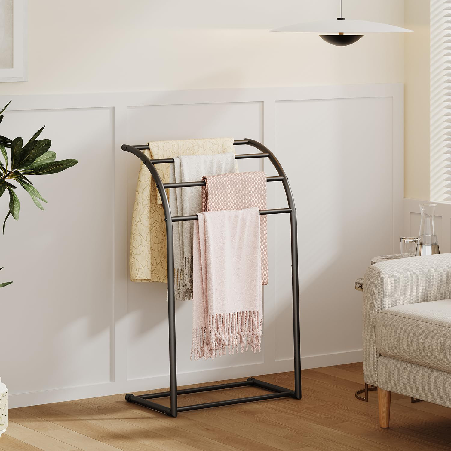 KAISHENGDAA 40 Inch Free Standing Towel Rack, 4 Tier Pool Towel Stand ...