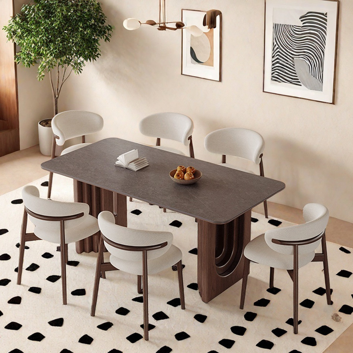 Sleek Surface Designs Retro Rock Board Dining Table with FAS Ash Legs ...