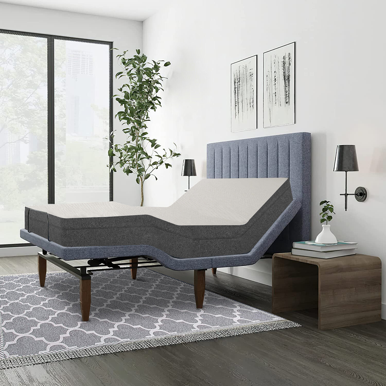 Spinal Solution 15-Inch Adjustable Bed Frame With Coil Spring Mattress ...