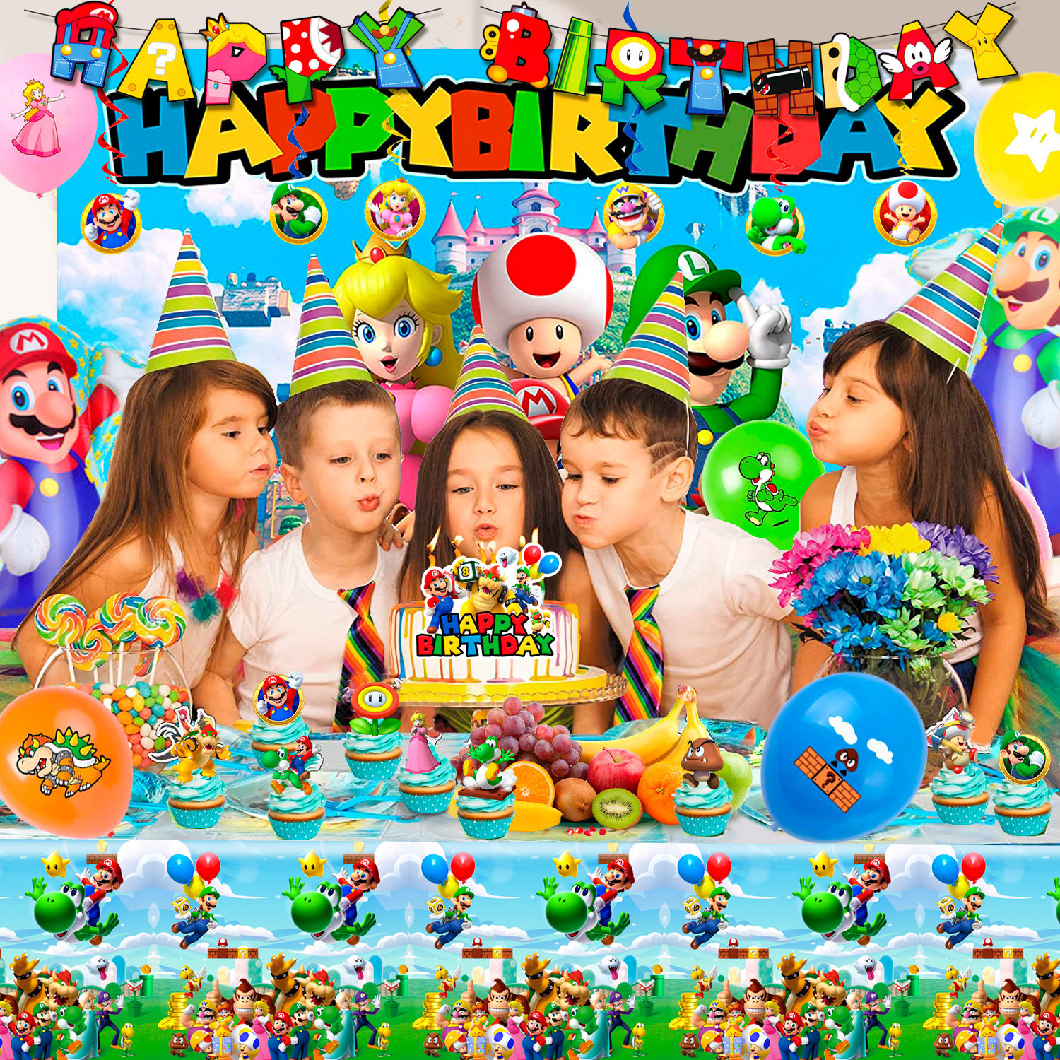 The Holiday Aisle® Mario Birthday Party Supplies, 68pcs Super Mario ...