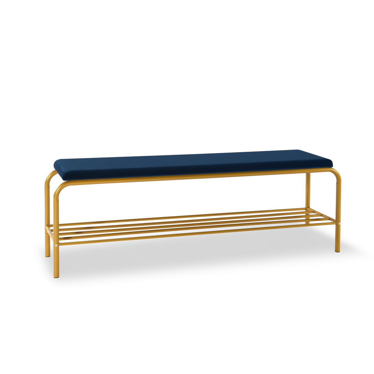 Mercer41 Shelves Storage Bench, Gold Bench, Metal Base Bench, Bedroom ...