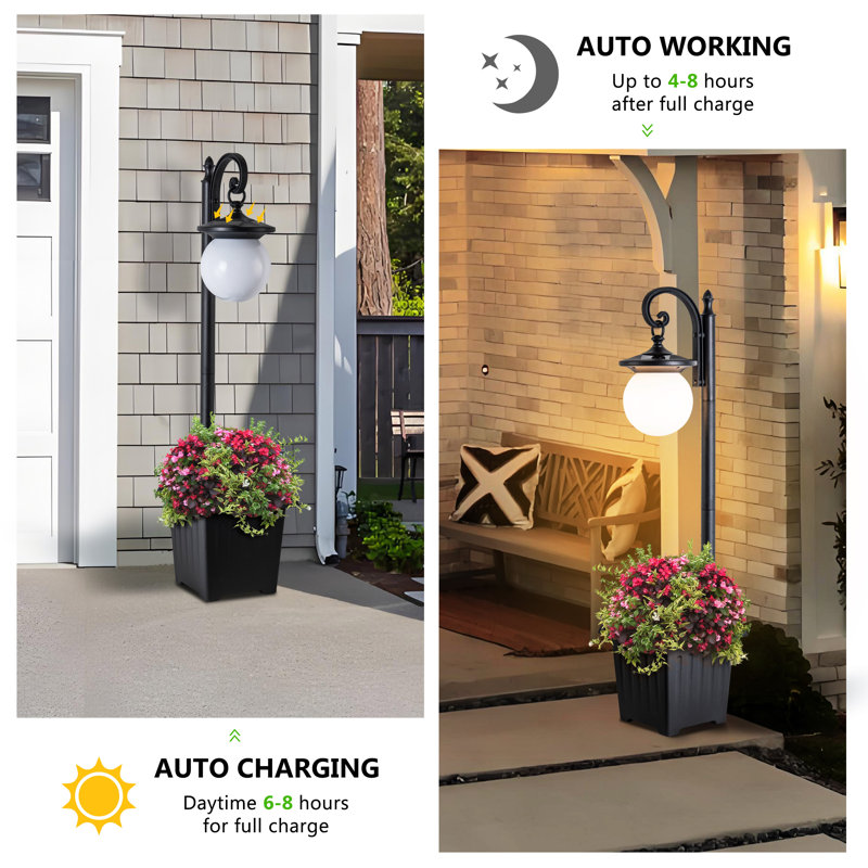 Winston Porter Solar Outdoor Post Light With Planter & Reviews | Wayfair