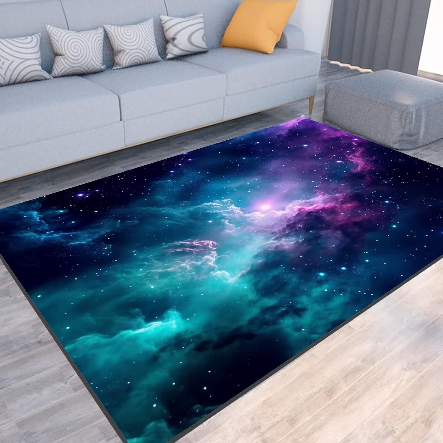 Brayden Studio 5' X 7' Galaxy Area Rug Dark Blue Starry Sky Carpets For ...