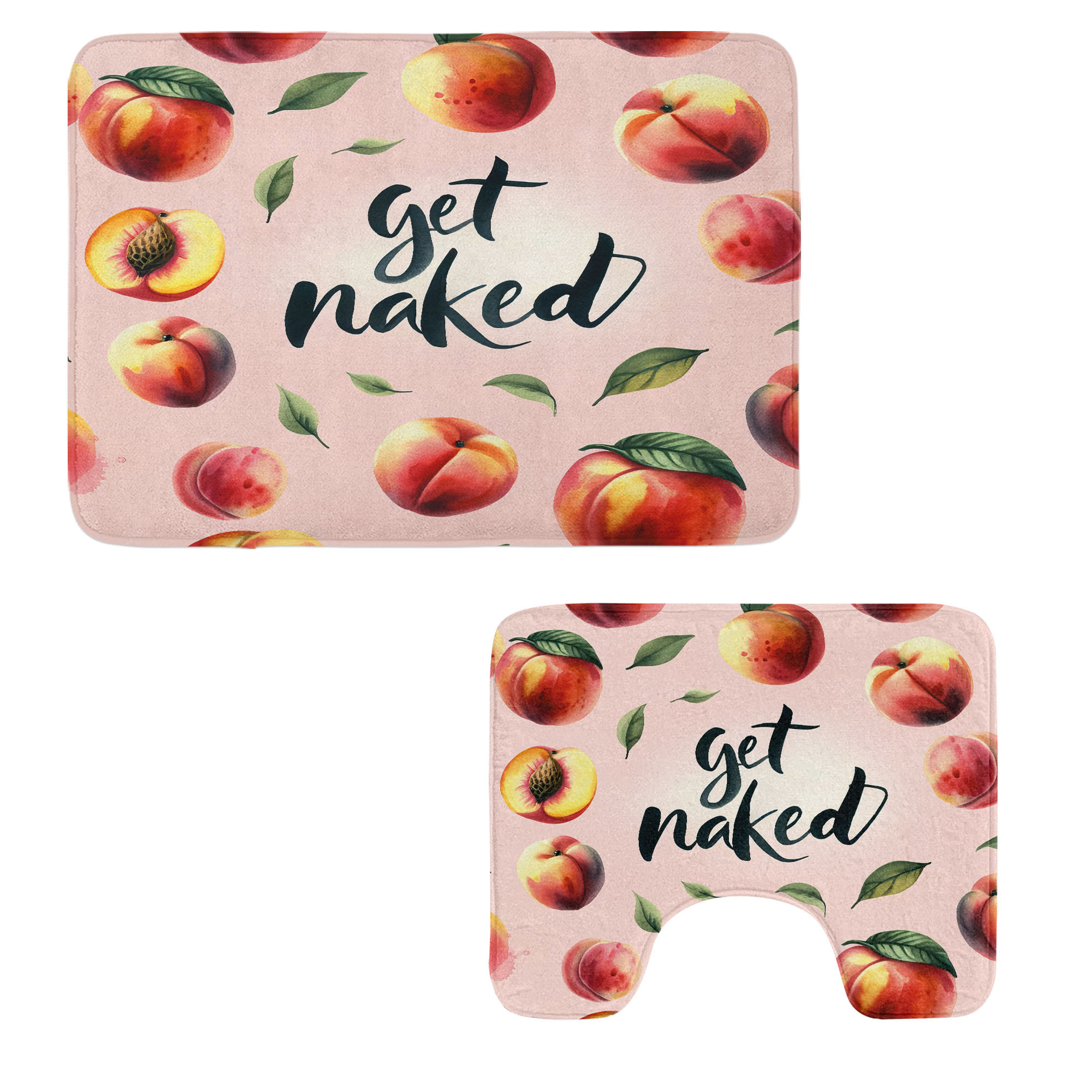 East Urban Home Peach Bathroom Rug Set 2 Pieces Rectangle & Contour ...