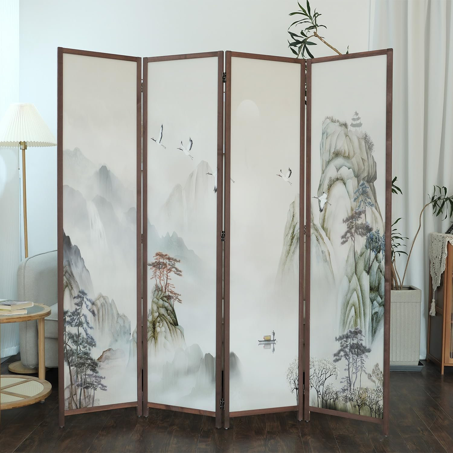 Lark Manor™ 4 Panel Room Divider Screen,Double Faced Room Divider ...