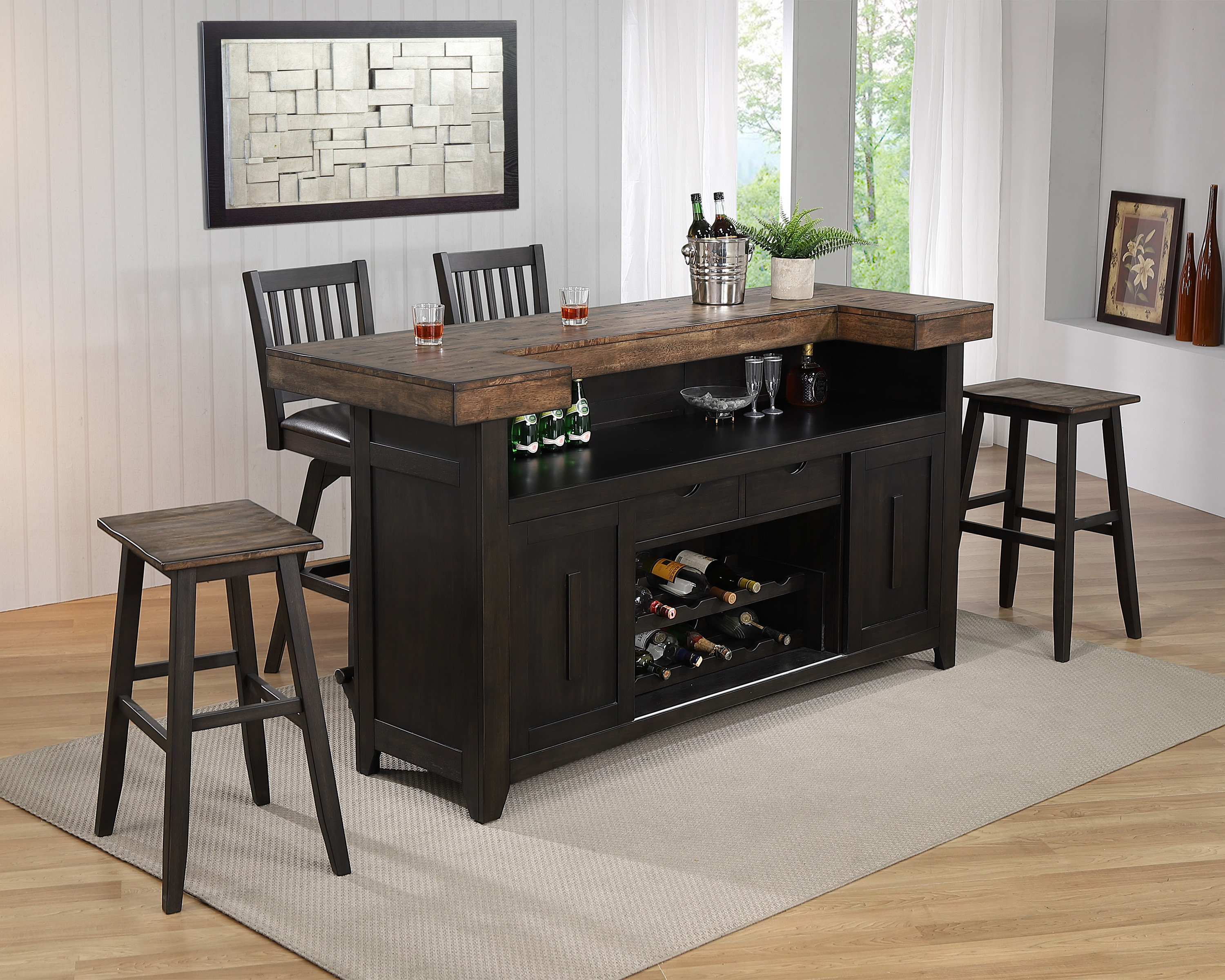Three Posts™ Athey Home Bar Set with Wine Storage & Reviews | Wayfair
