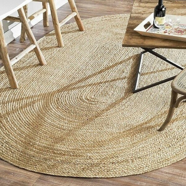 Beachcrest Home Buscher Solid Colour Hand Woven Beige Area Rug ...