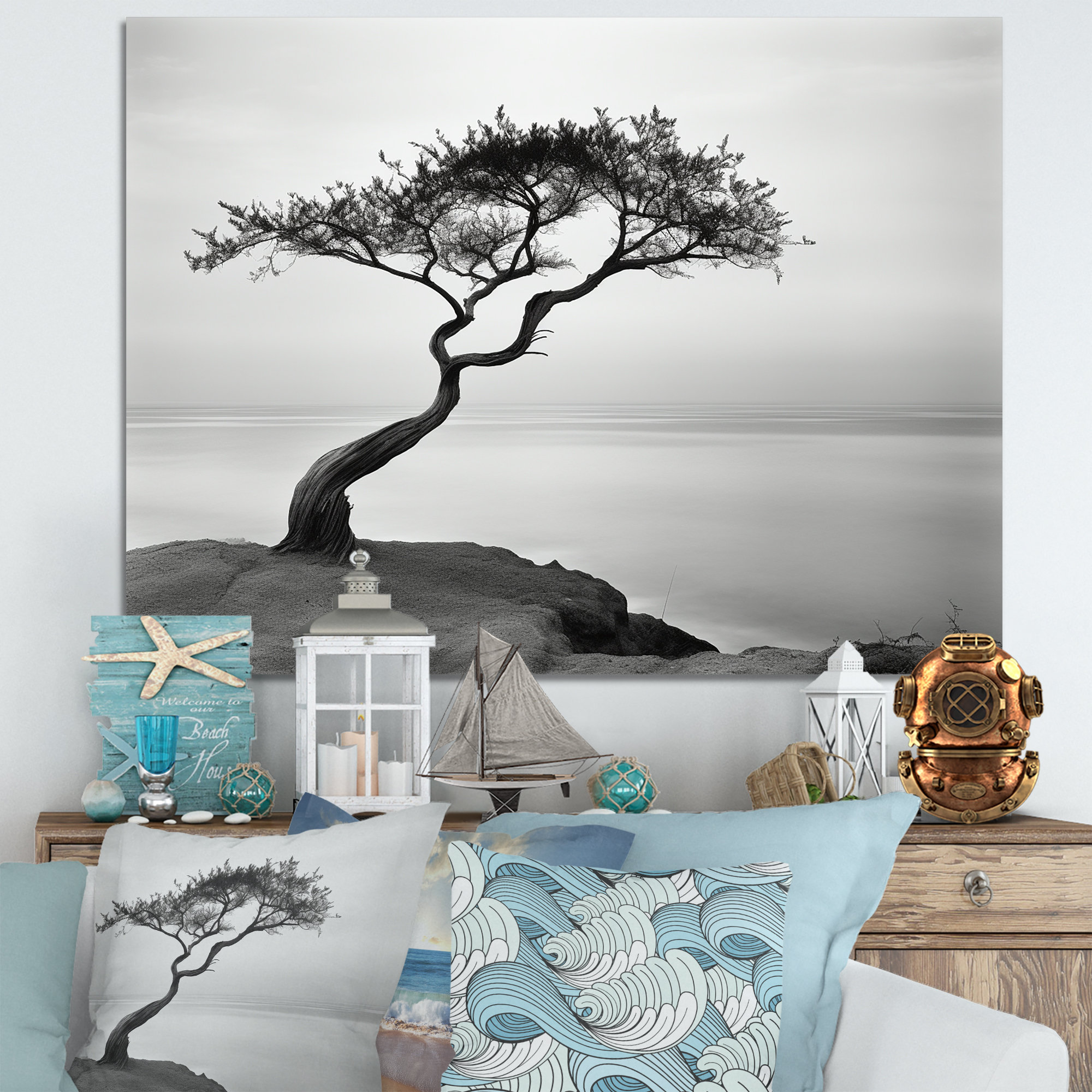 Design Art Beach Solitude Tree Vision II - Beach & Ocean Wall Art ...