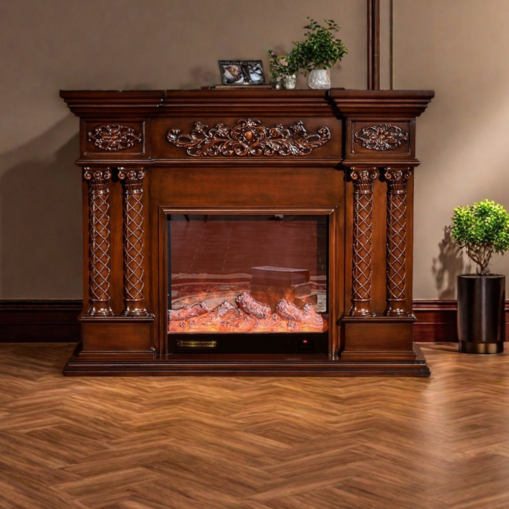 Elegant Home Furnishings.s Elegant carved Roman column fireplace | Wayfair