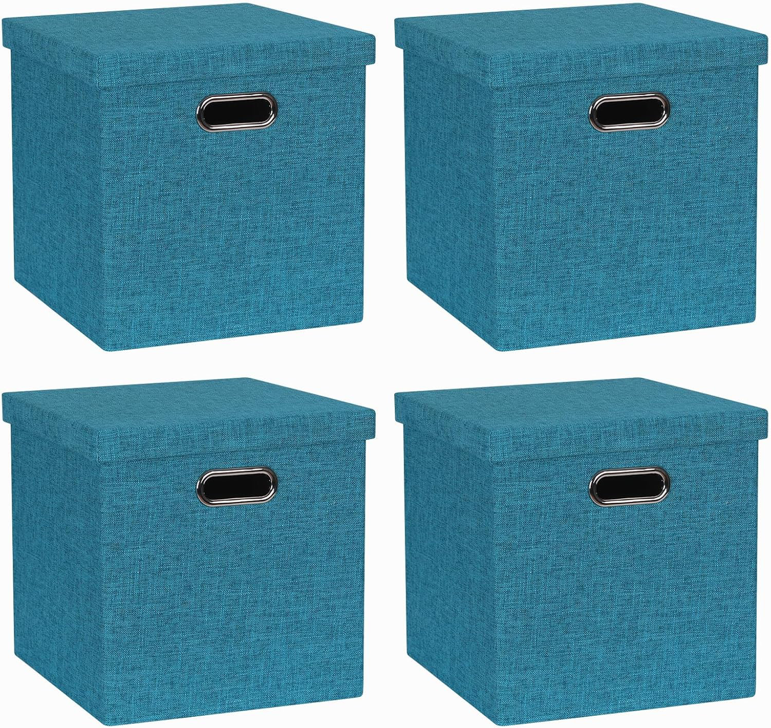 Latitude Run® 4-pack Green Linen Storage Bins With Lids | Wayfair