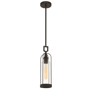 17 Stories Ediany 1-Light Outdoor Mini Pendant Light, Black | Wayfair