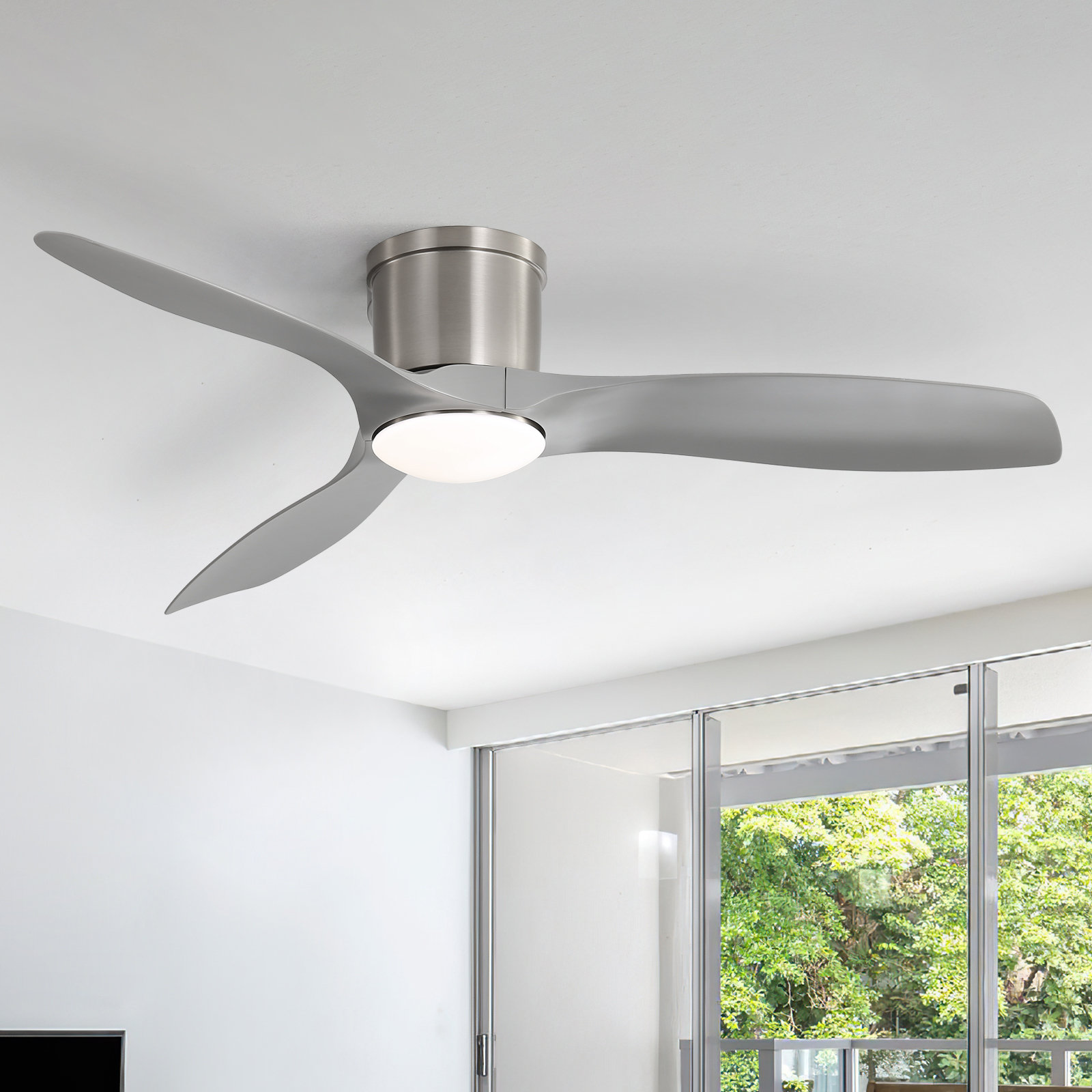 Wrought Studio™ Shandi 52" 3 Blades Modern Intelligence flush mount ...