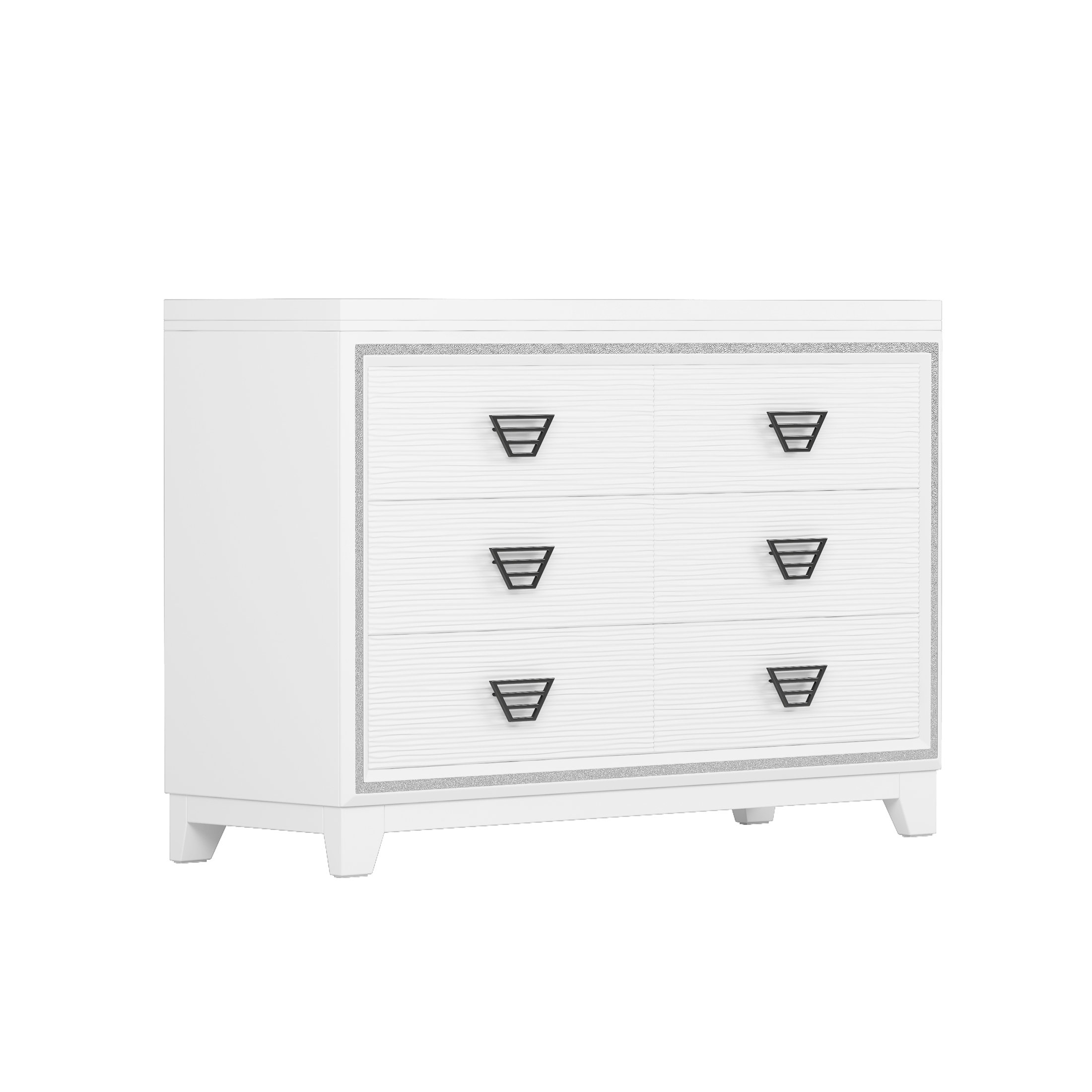 dingdangxiang Elegant 6-Drawer Dresser with Metal Handle & Shiny Decor ...