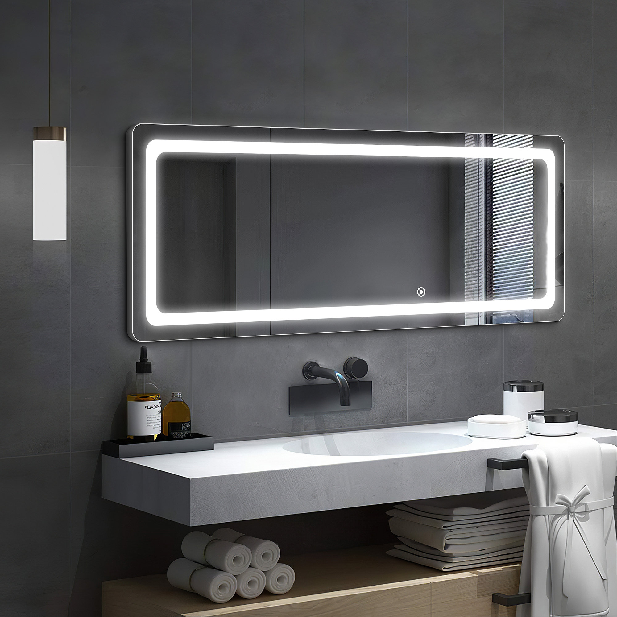 Ivy Bronx LED Wall Mirror Full Length Mirror with Stand with 3 ...