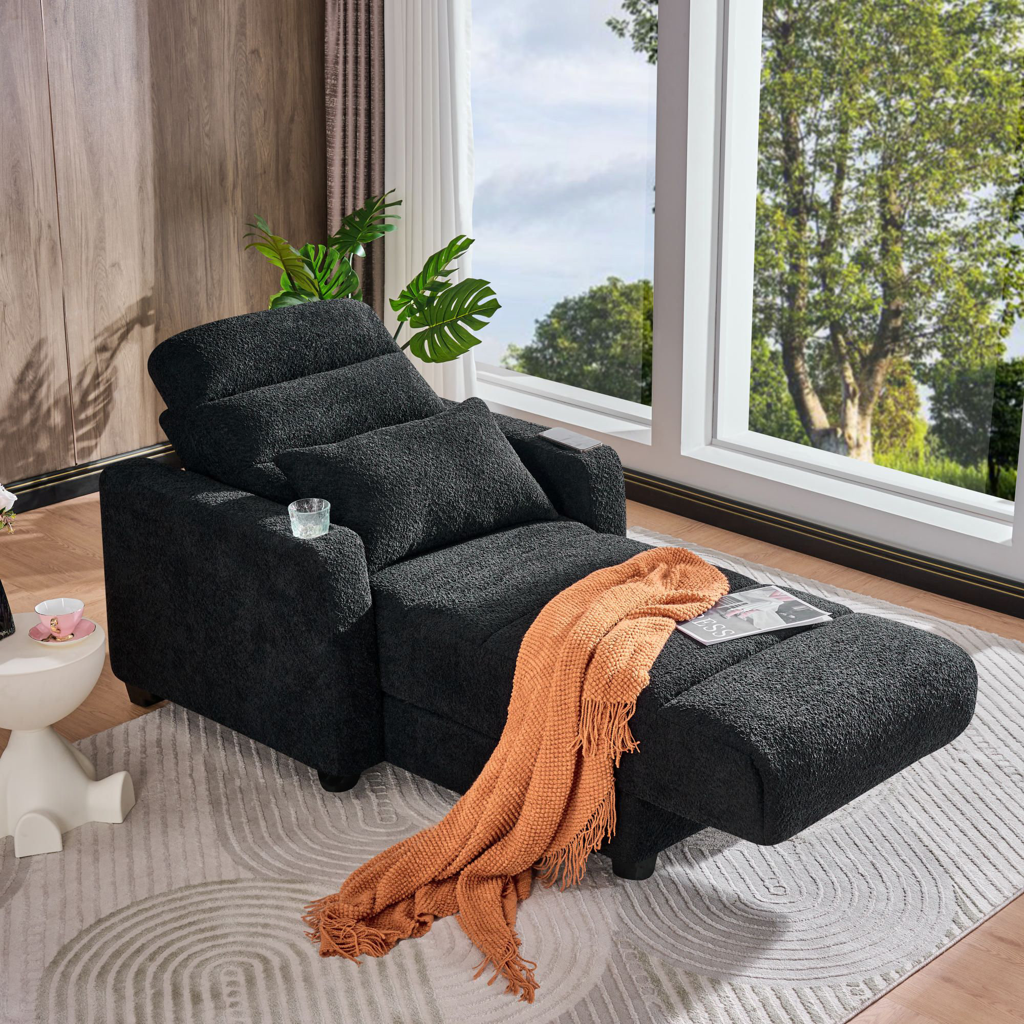 Hokku Designs Modern Chaise Lounge Indoor, Electric Power Reclining ...