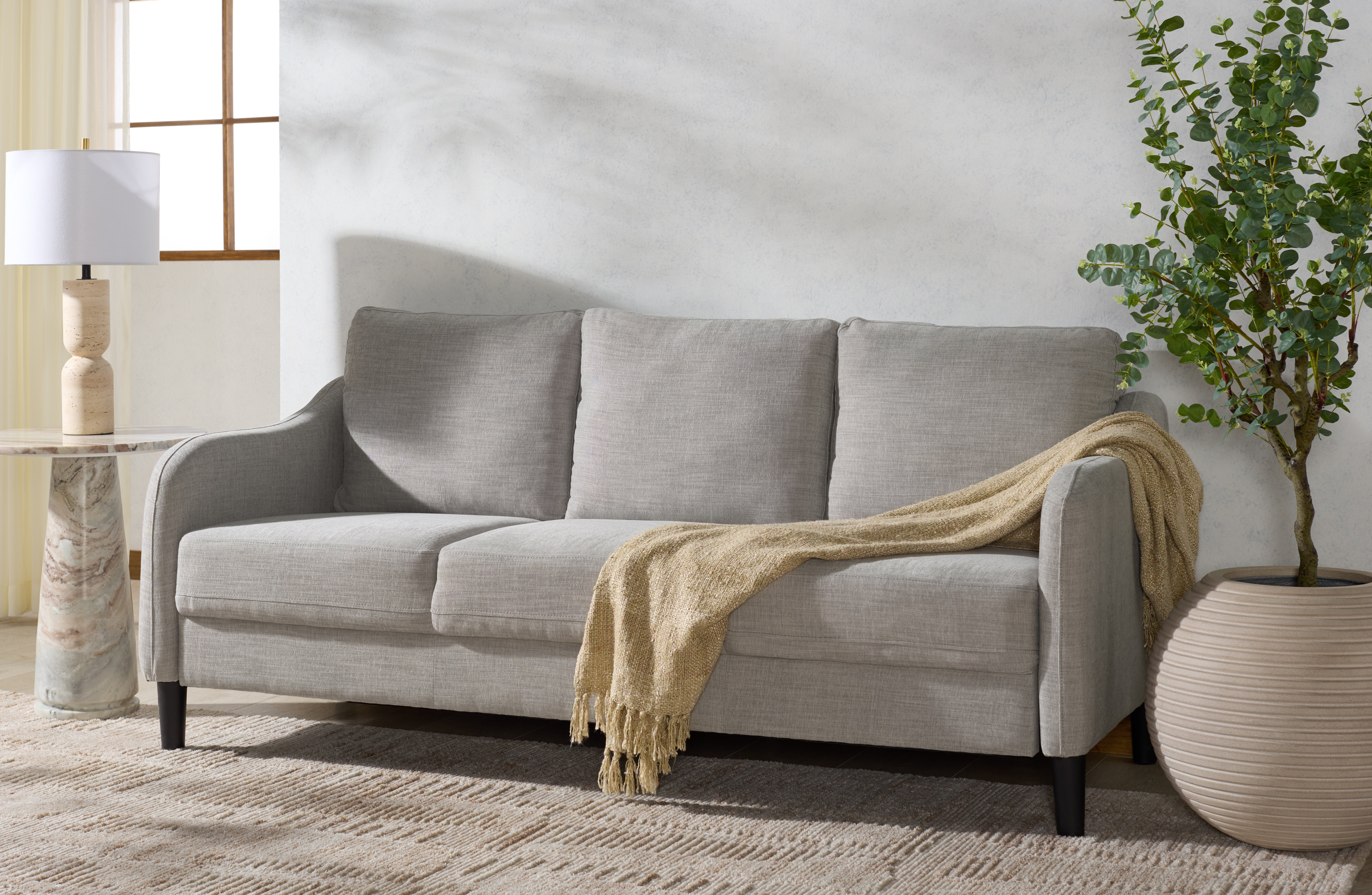 Ebern Designs 77.3'' Recessed Arms Sofa | Wayfair