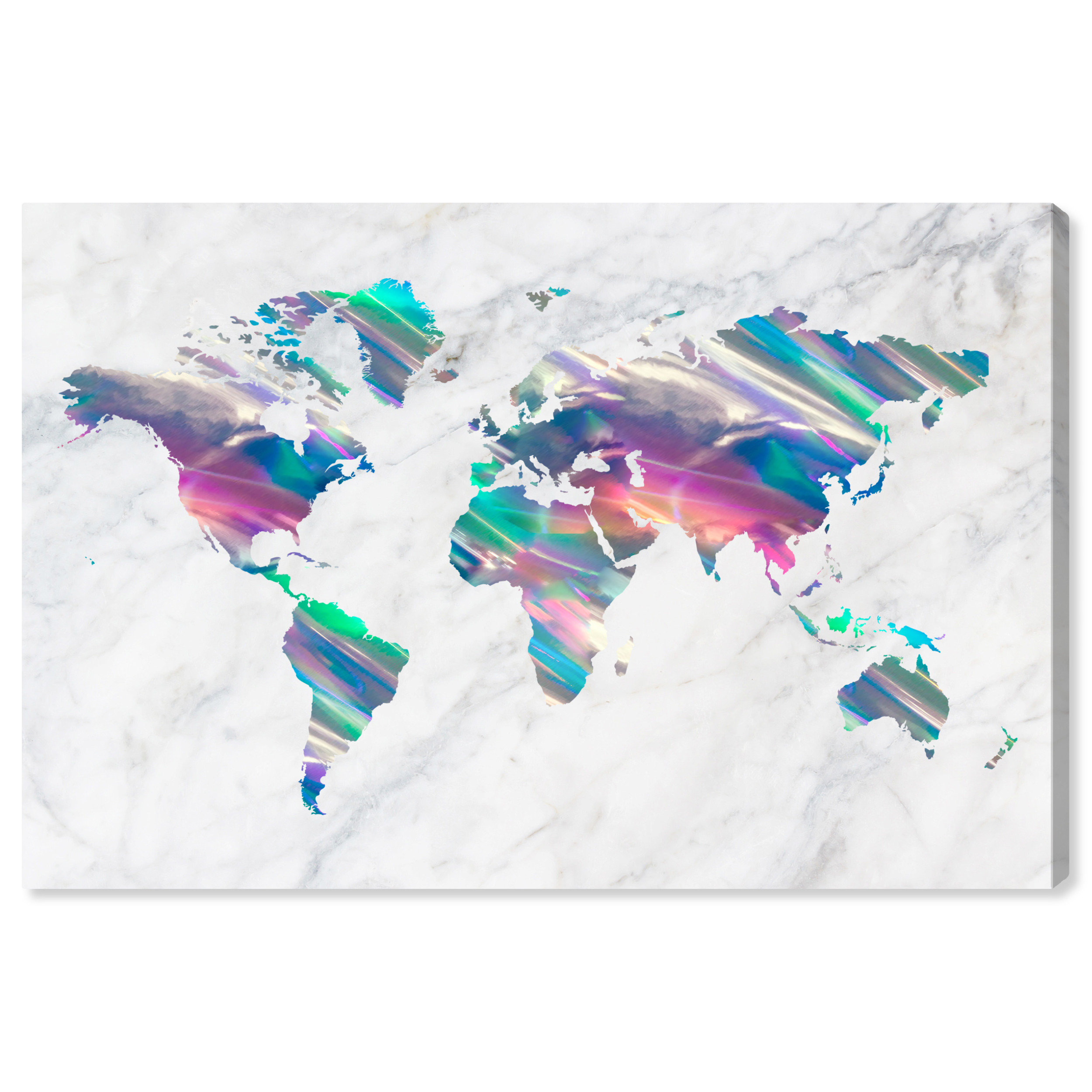 Oliver Gal Prints Mapamundi Holo Marble, Holographic World Map Modern ...