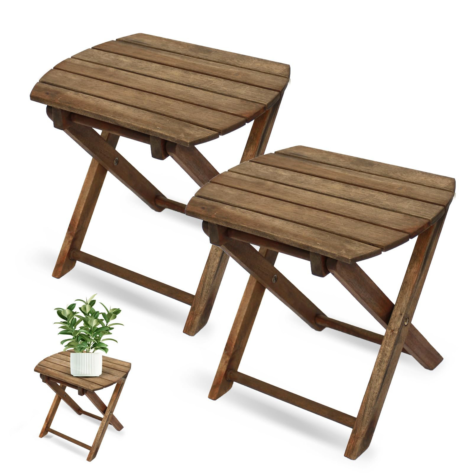Winston Porter Patio Folding Table, Small Wooden Folding Table (Walnut ...