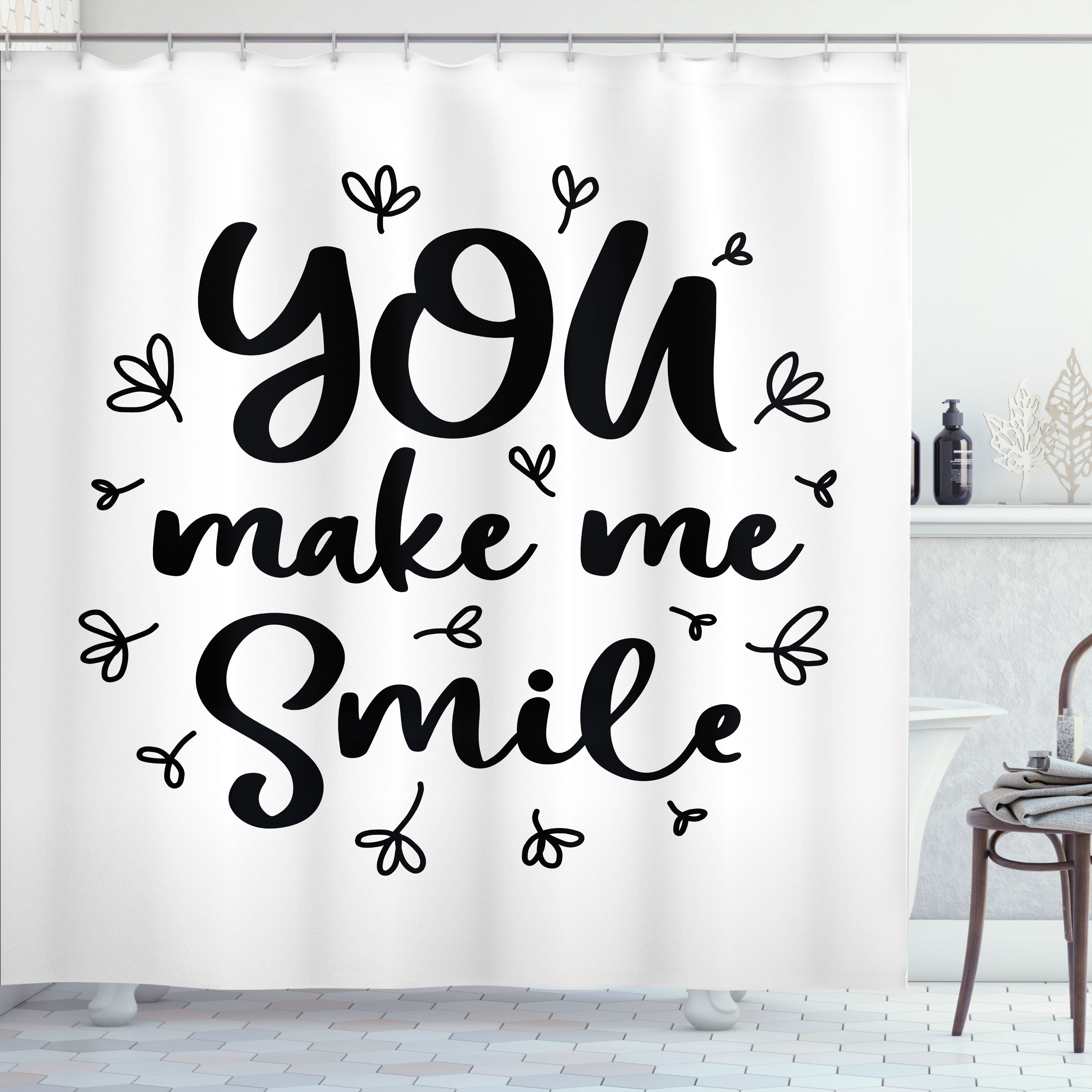 East Urban Home Smile Shower Curtain Hand Drawn You Make Me Smile ...