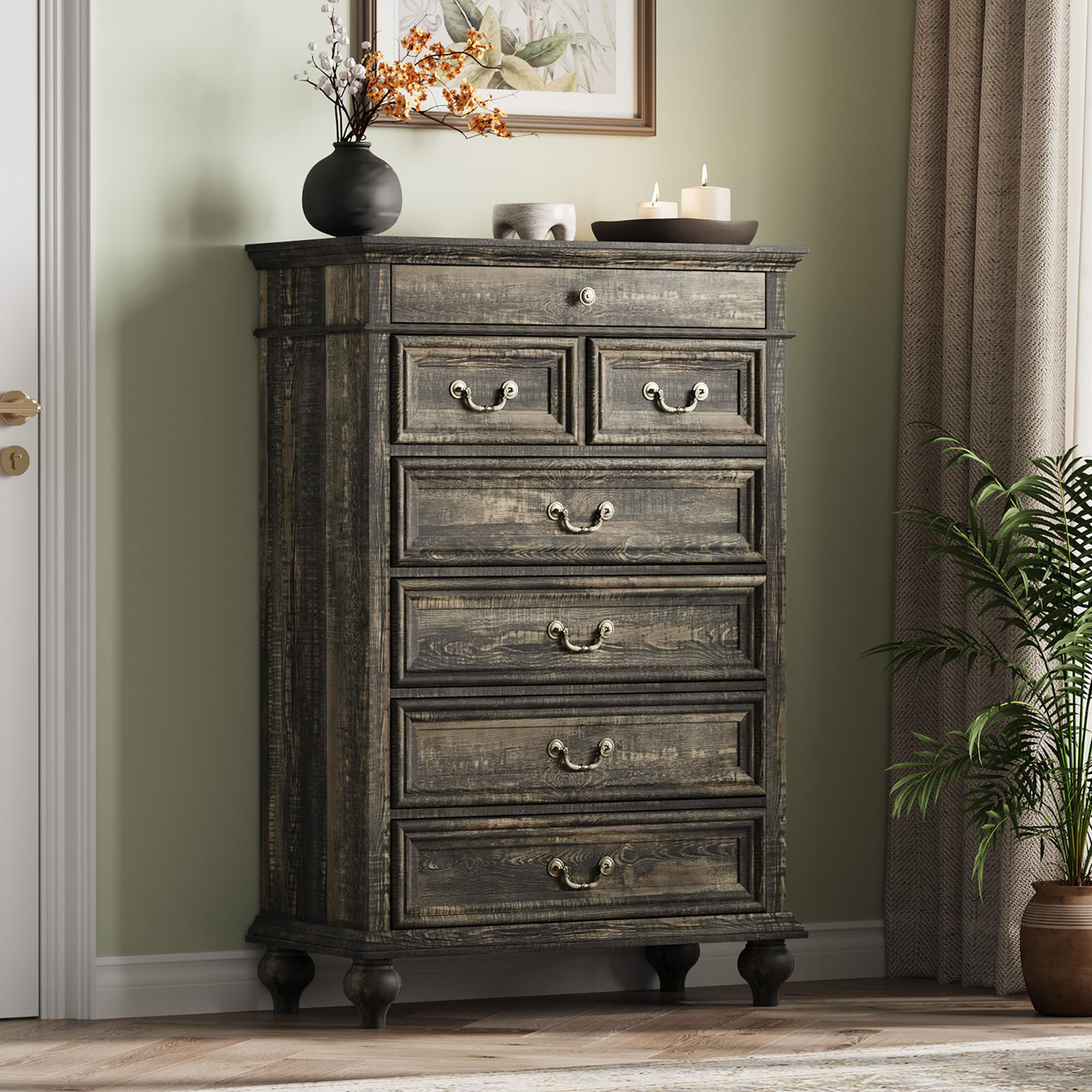 August Grove® 7 Drawers Dresser For Bedroom, Farmhouse 50" Tall Wood ...