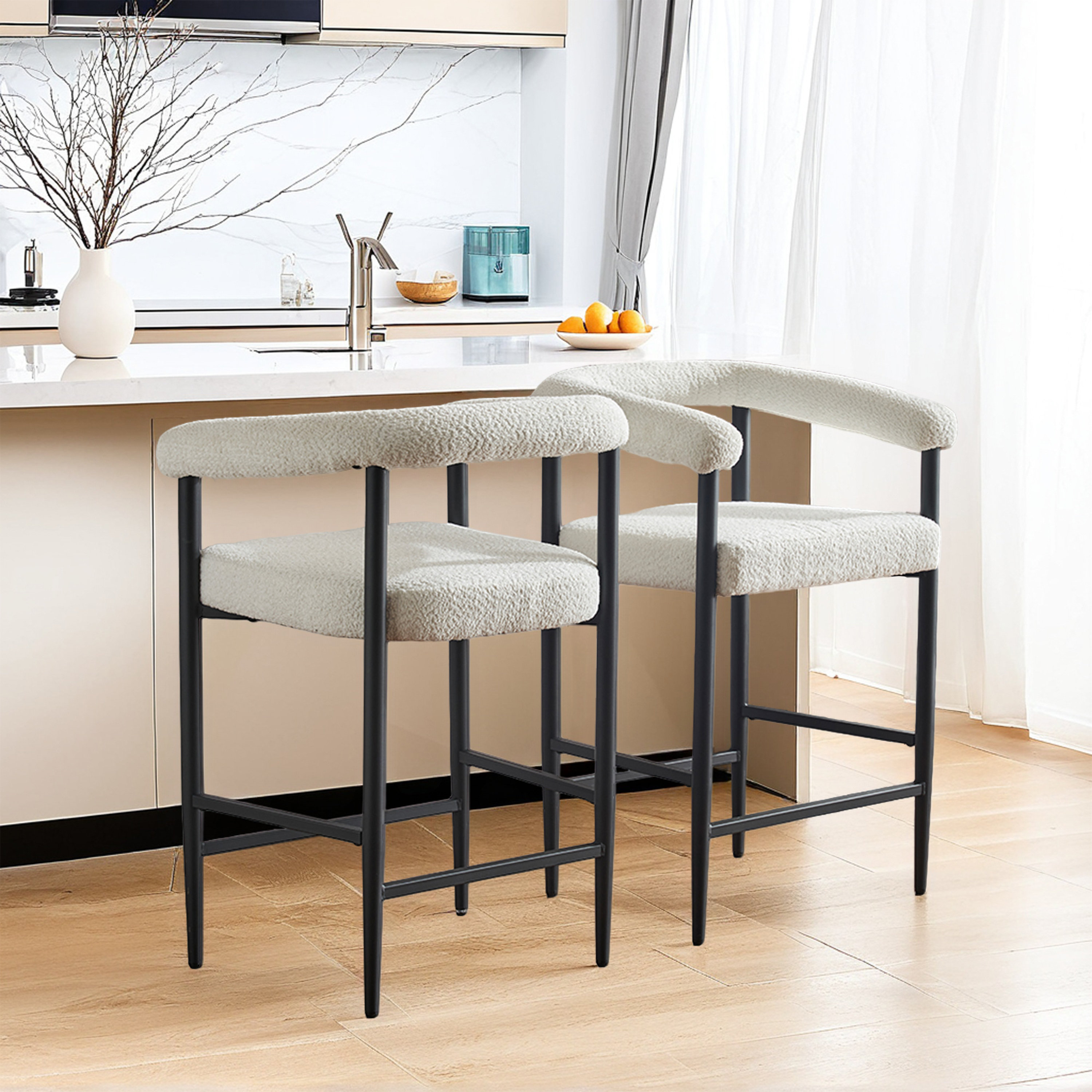 Latitude Run® Upholstered Counter Stool with Metal Frame (Set Of 2 ...