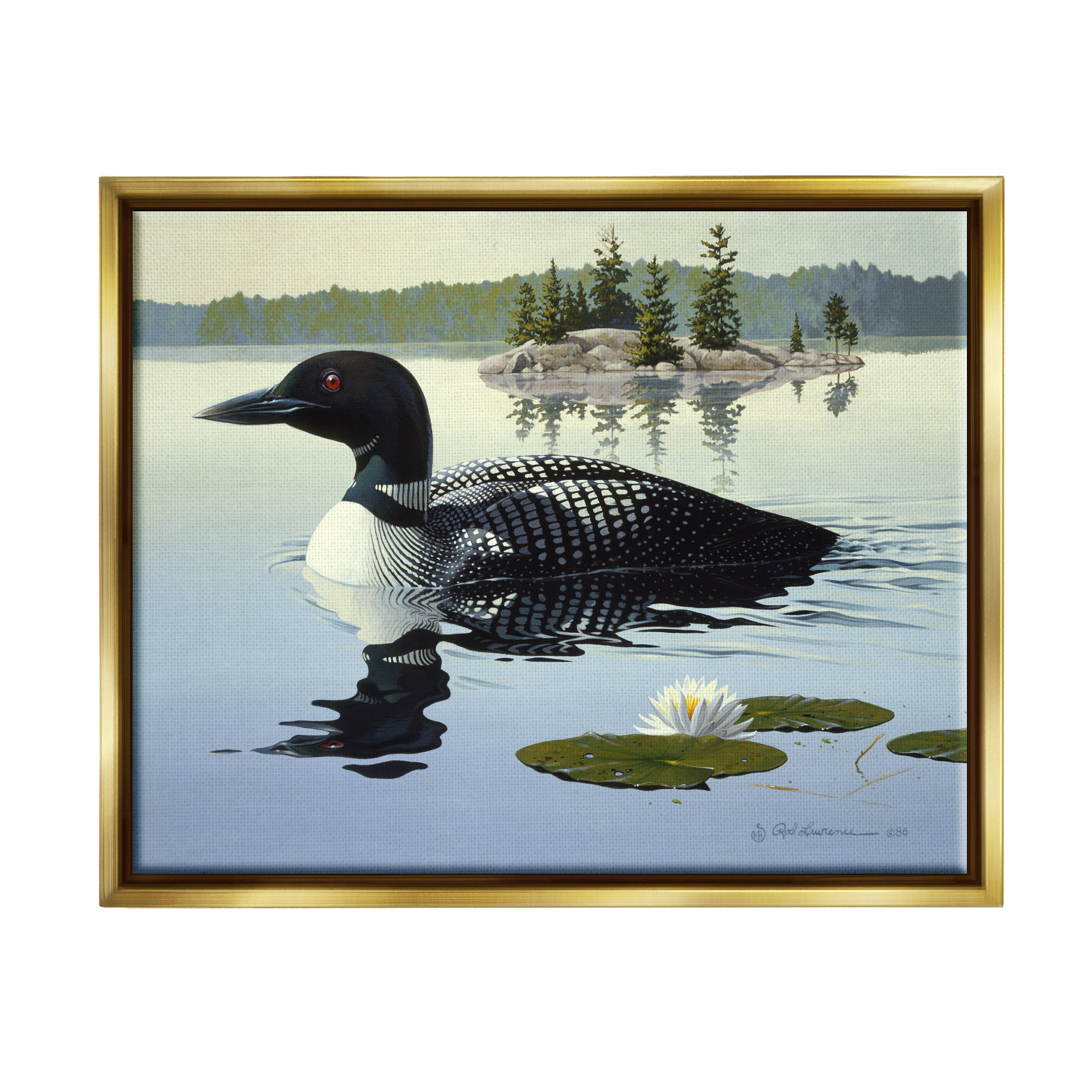 August Grove® Duck In Vast Pond Framed On Canvas by Rod Lawrence Print ...