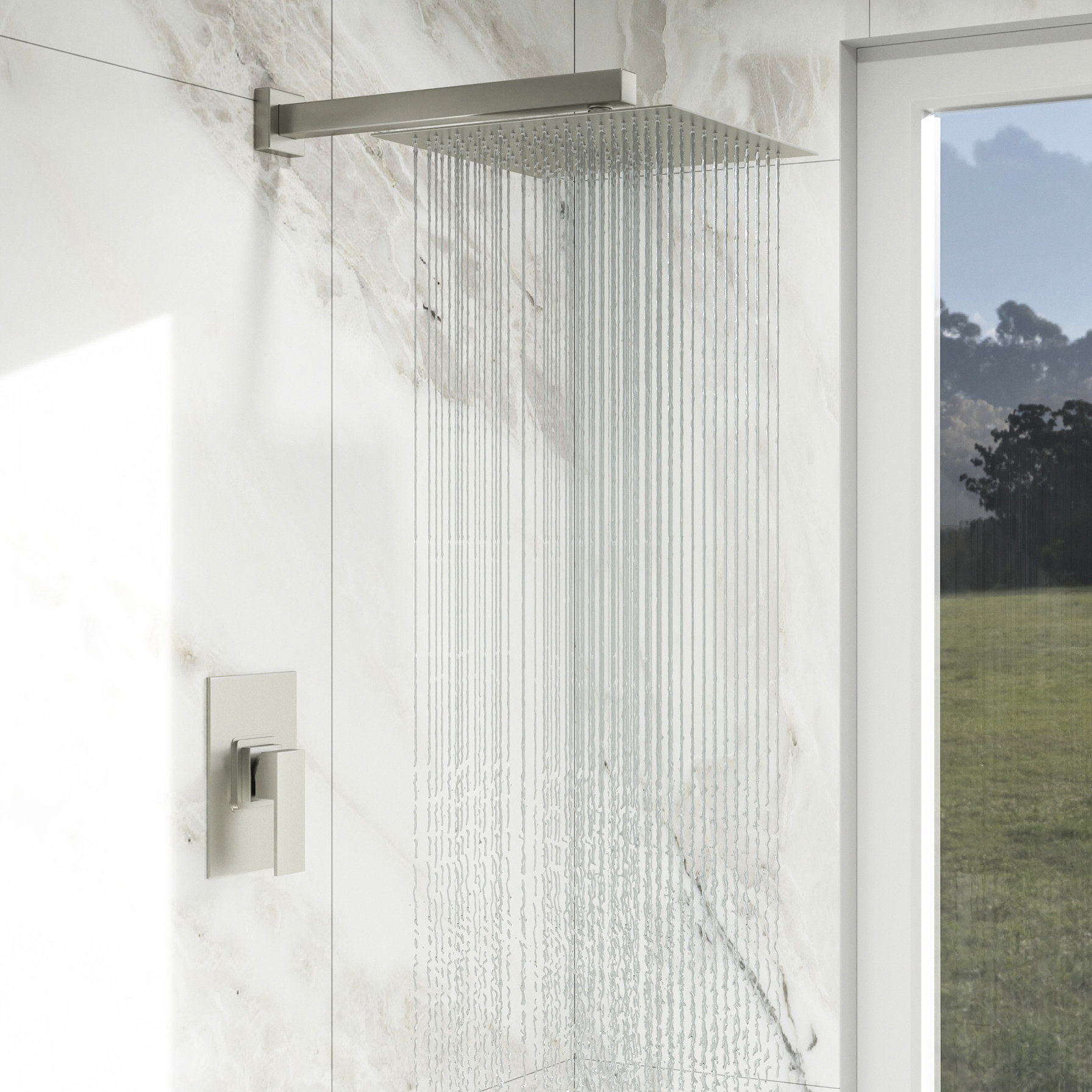 TUOXIN Brushed Nickel Shower Faucet - 10" Rainfall Head & -balanced ...