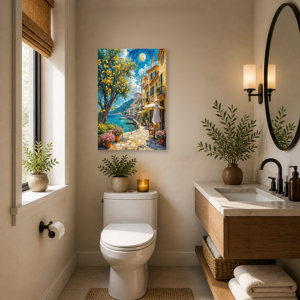 Red Barrel Studio® Lemon Harbor Mediterranean Coastal Village Canvas ...