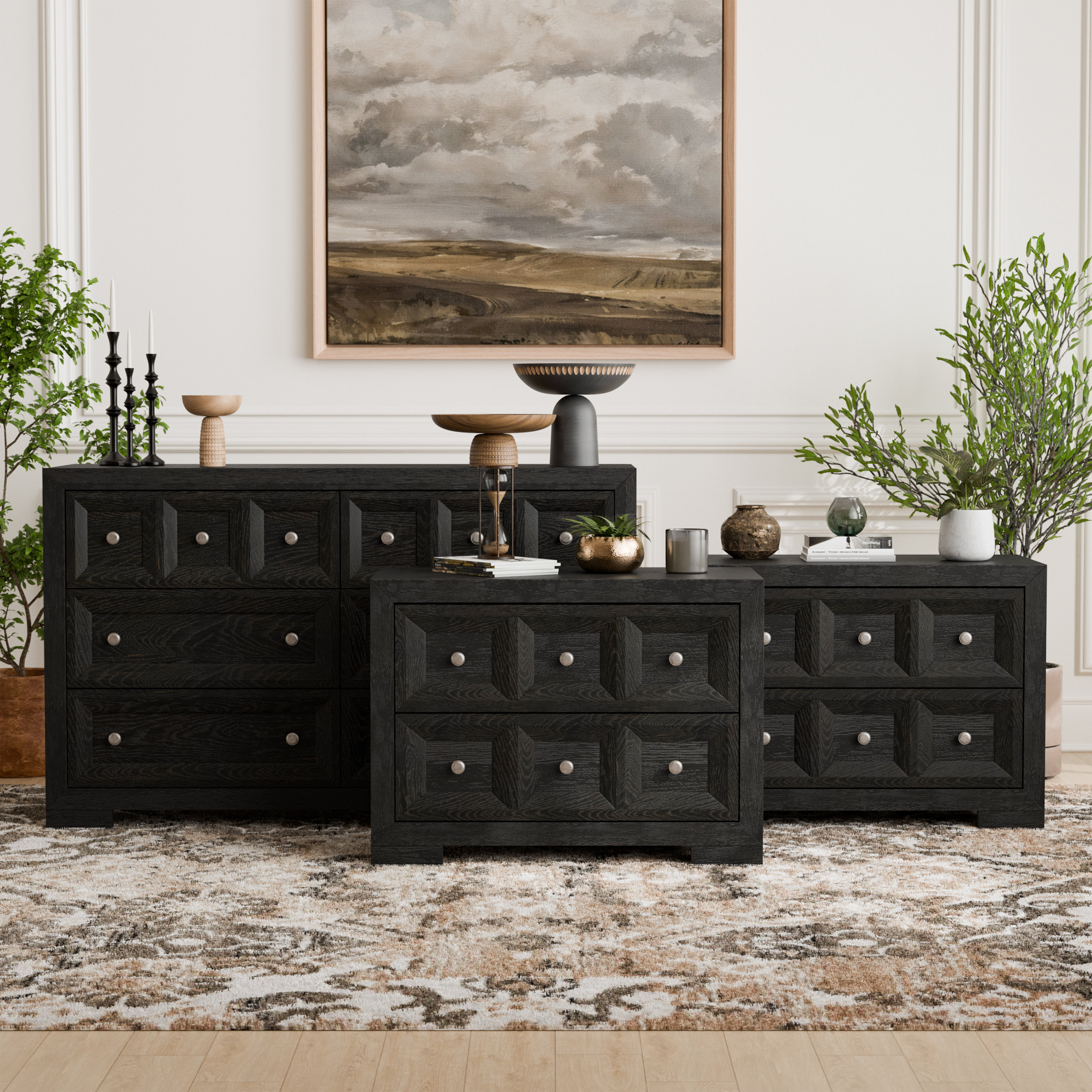 Red Barrel Studio® Schell 3-Piece 2-Drawer Nightstands And Dresser Set ...
