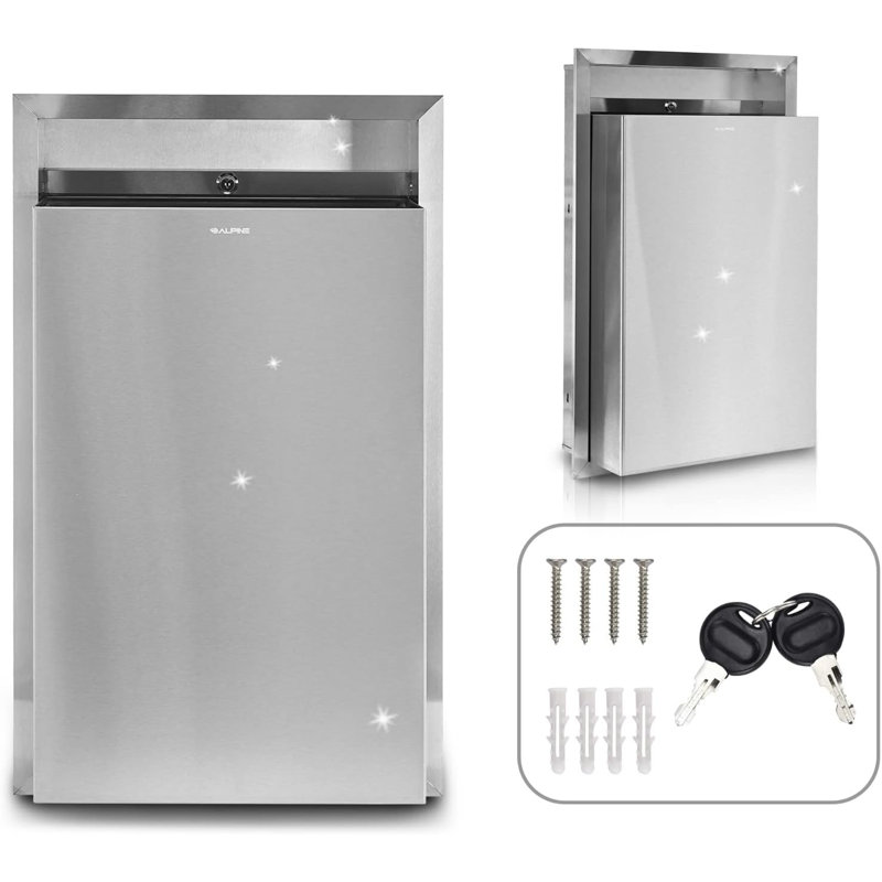 Alpine Industries Stainless Steel Recessed 12 Gal. Leak-Proof Restroom ...