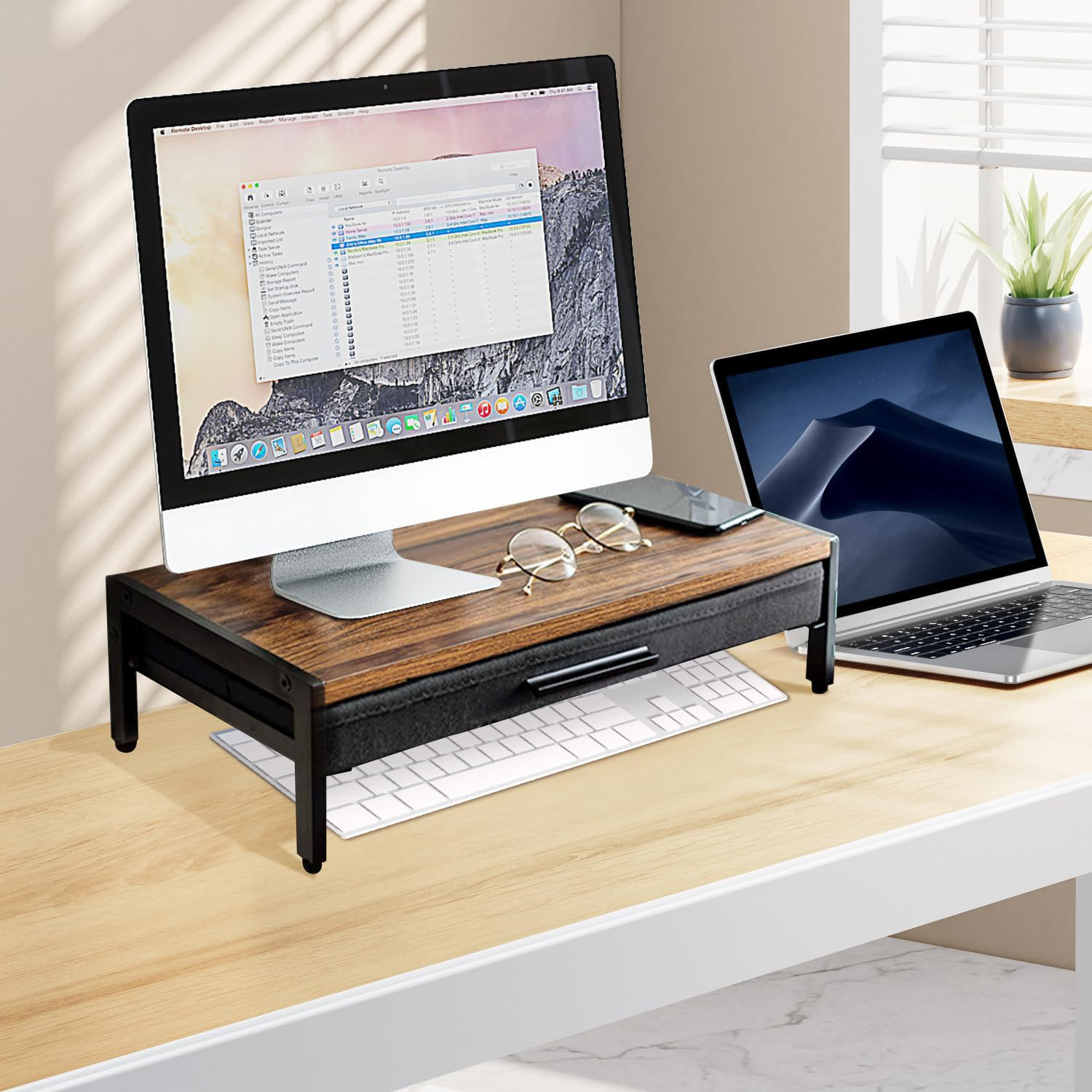 17 Stories Kimolos Monitor Stand Riser With Drawer, Computer Monitor ...