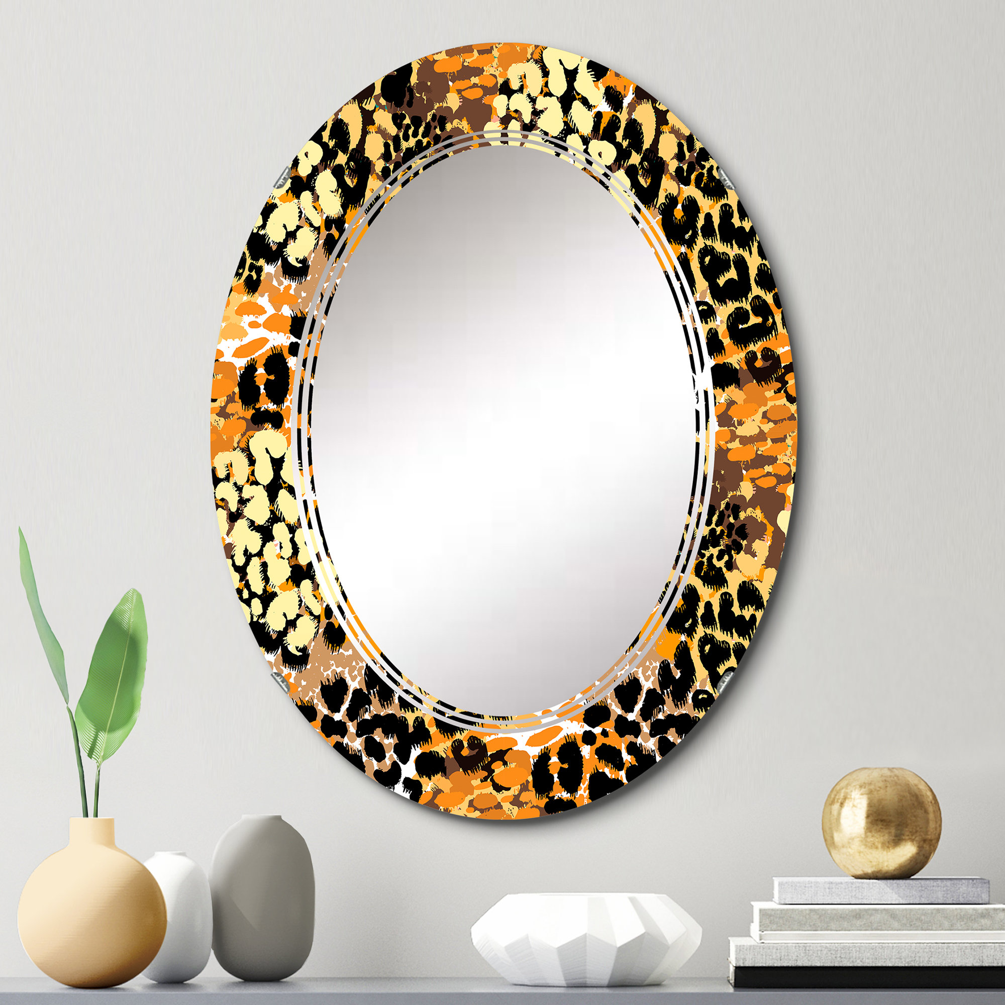 East Urban Home Osber Leopard Fashion I - Animals Wall Mirror | Wayfair