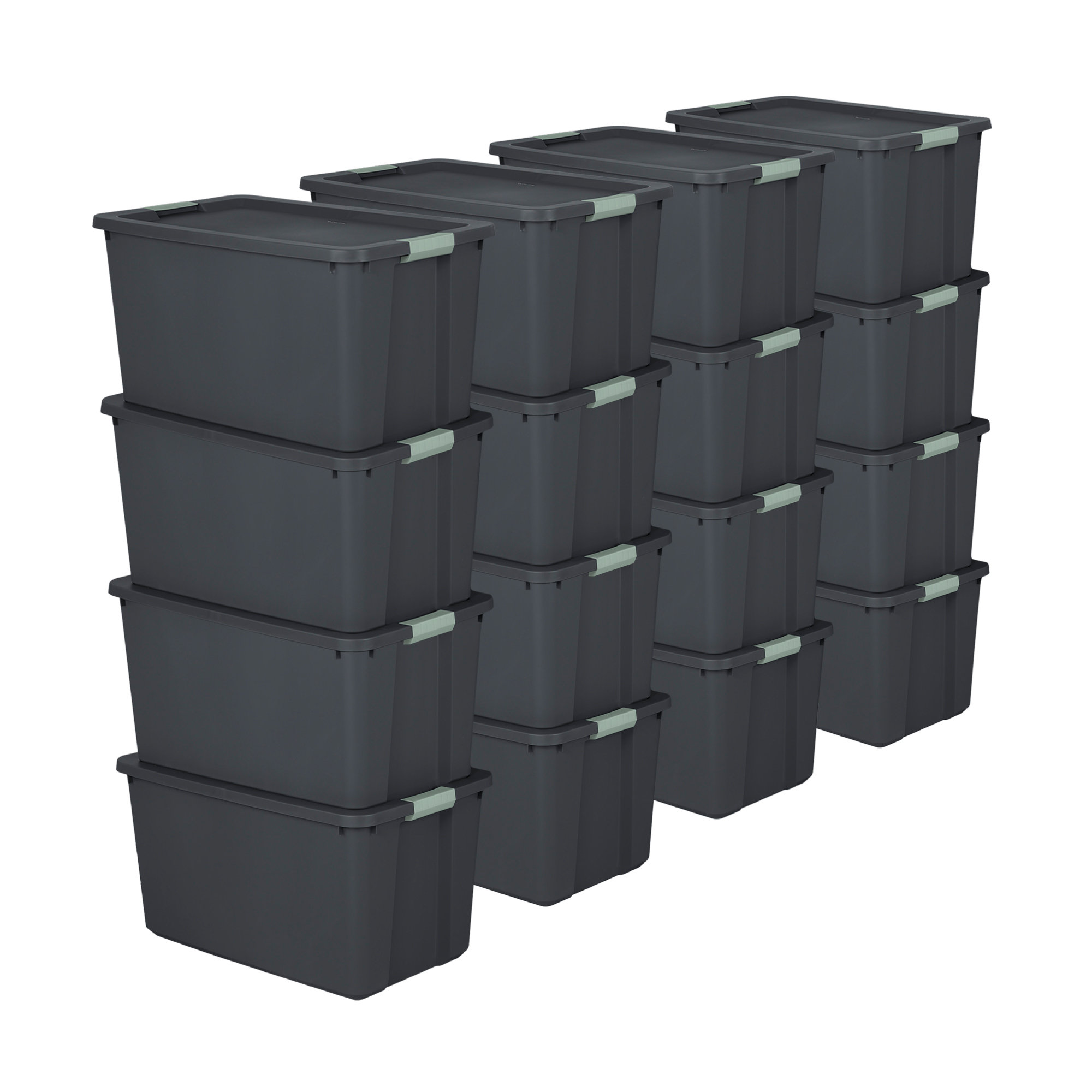 Sterilite 16 Pack 34 Gal Latch Tote, Stackable Plastic Storage Bin ...