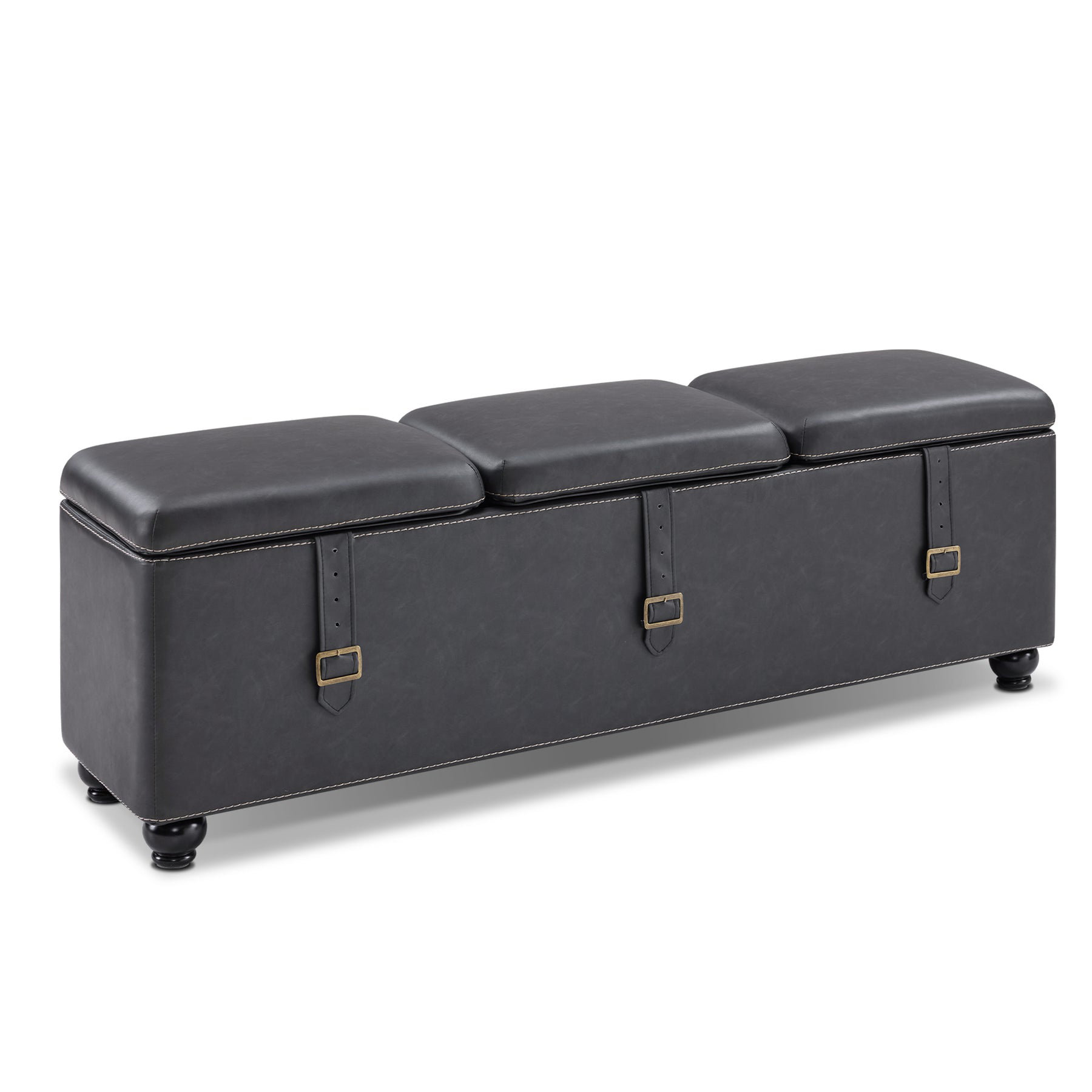 Alcott Hill® Cheilon Storage Ottoman Bench, Faux Leather Upholstered ...