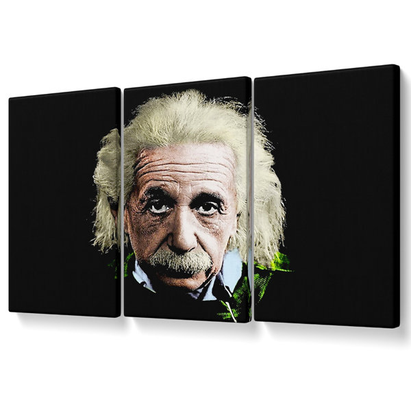 Ebern Designs Albert Einstein Retro Colours - 3 Piece Wrapped Canvas ...