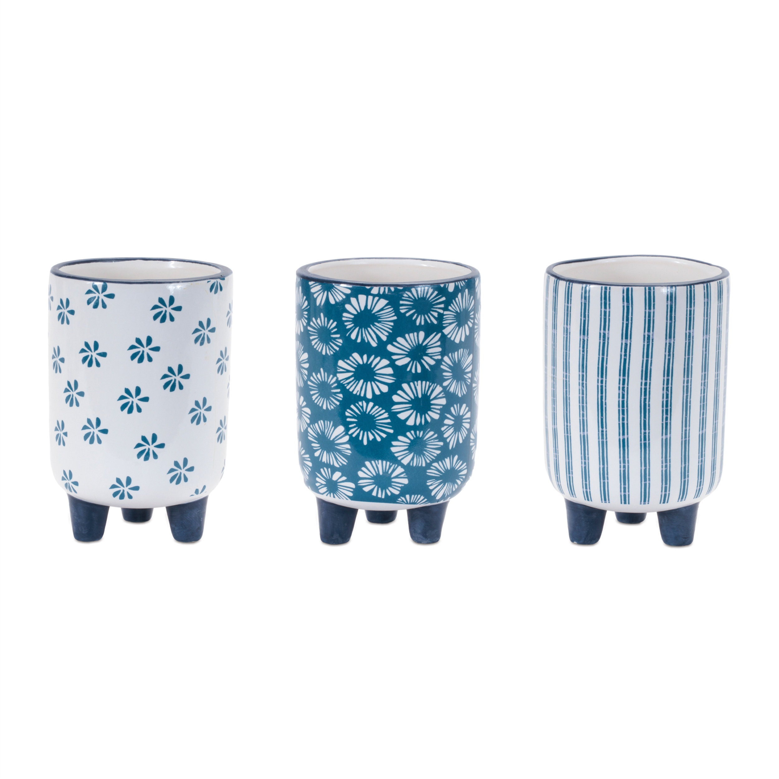 Rosecliff Heights Footed Stone Planter (Set of 3) | Wayfair